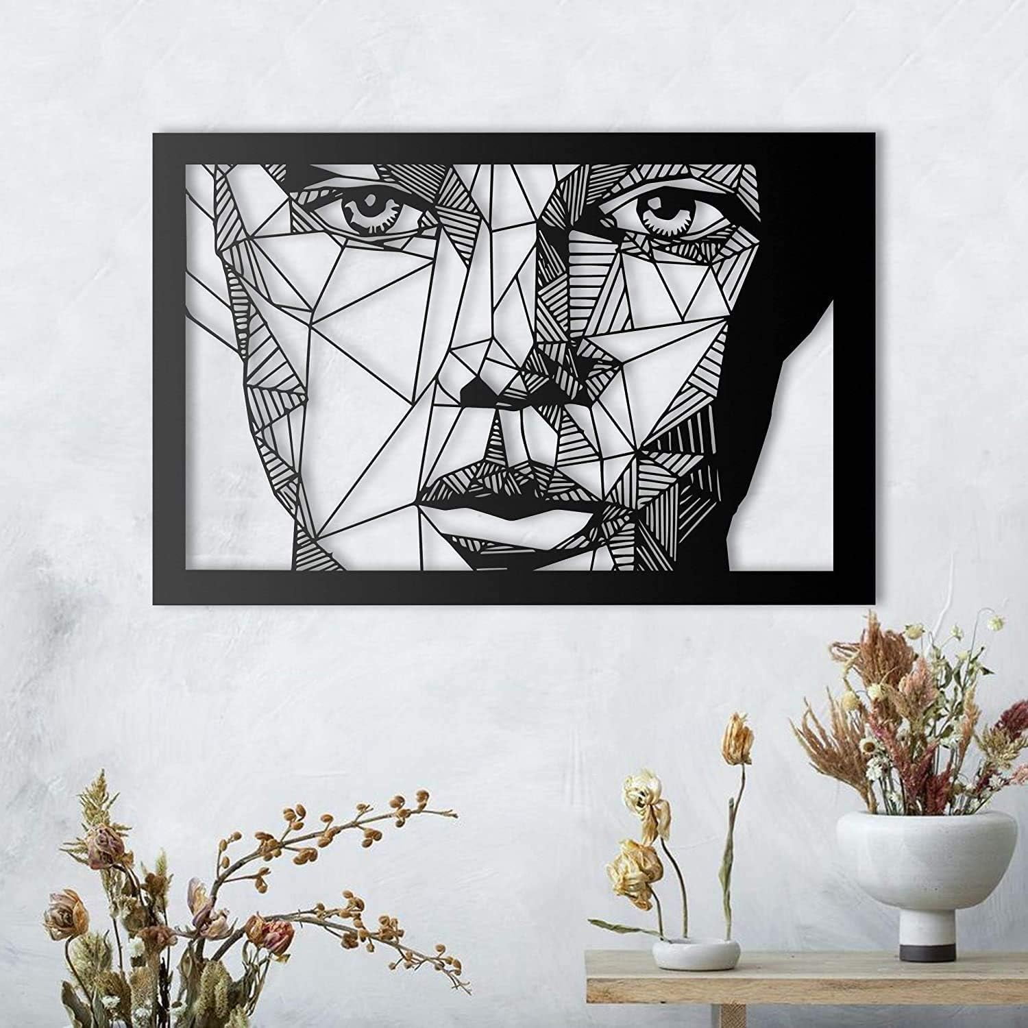 Framed Woman Face Wall Mount Metal Sculpture, Wall Decor, Wall Art Home ...