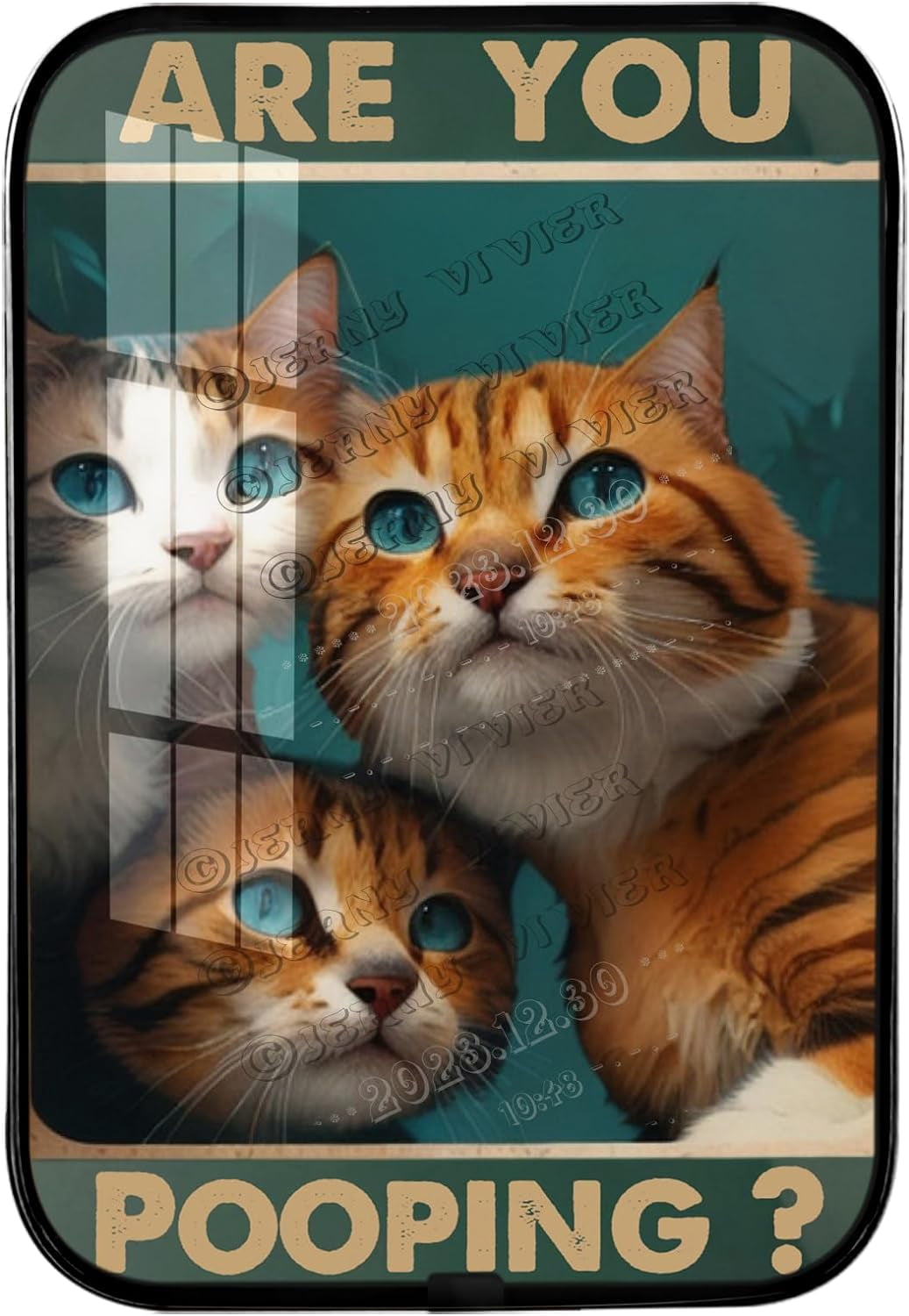Framed Wooden Wall Art Are You Pooping Crystal Porcelain Painting,Cat ...