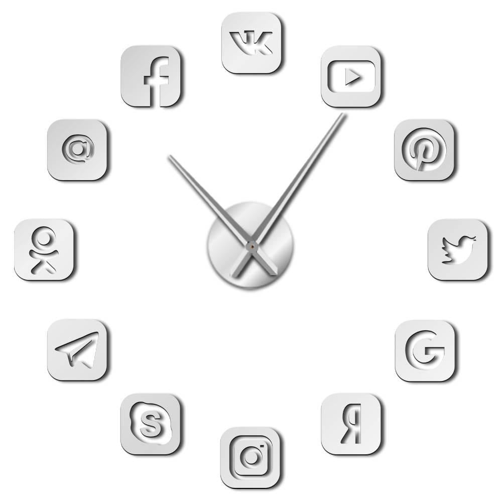 Frameless Communication Software Sign 3D DIY Wall Clock Self Adhesive ...