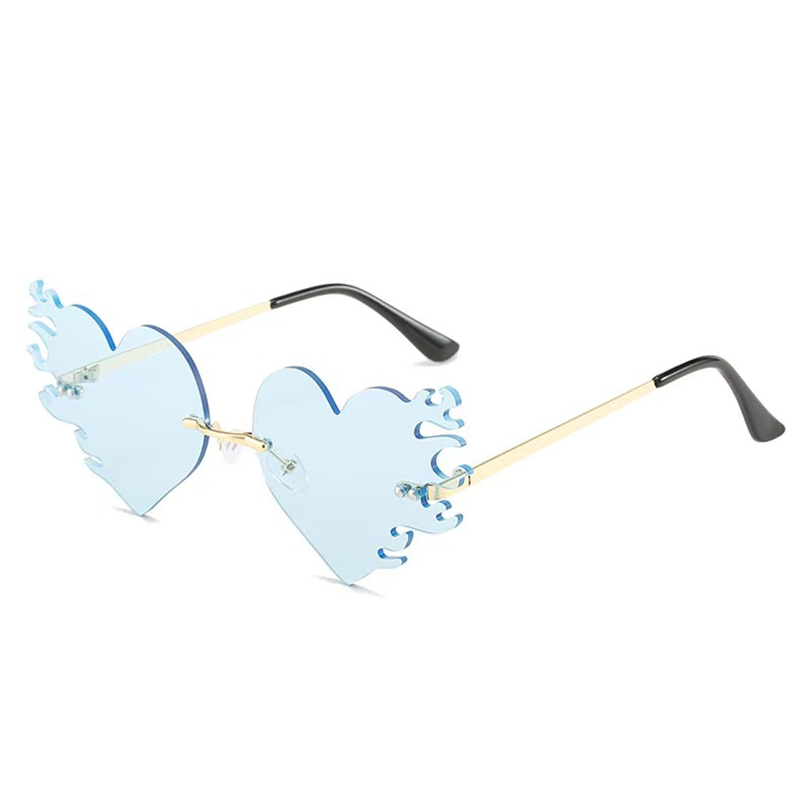 Frameless Flame Heart Sunglass Lightweight Trendy Shades for Travel ...