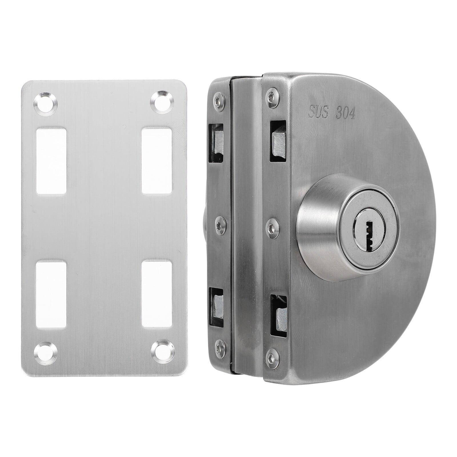 Frameless Glass Door Lock Brushed Finish Stainless Steel Single Door ...