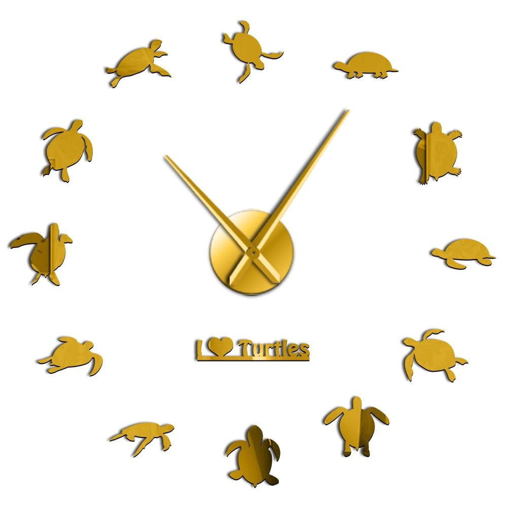 Frameless I Love Turtles Giant 3D DIY Wall Clock Sea Turtle Marine ...