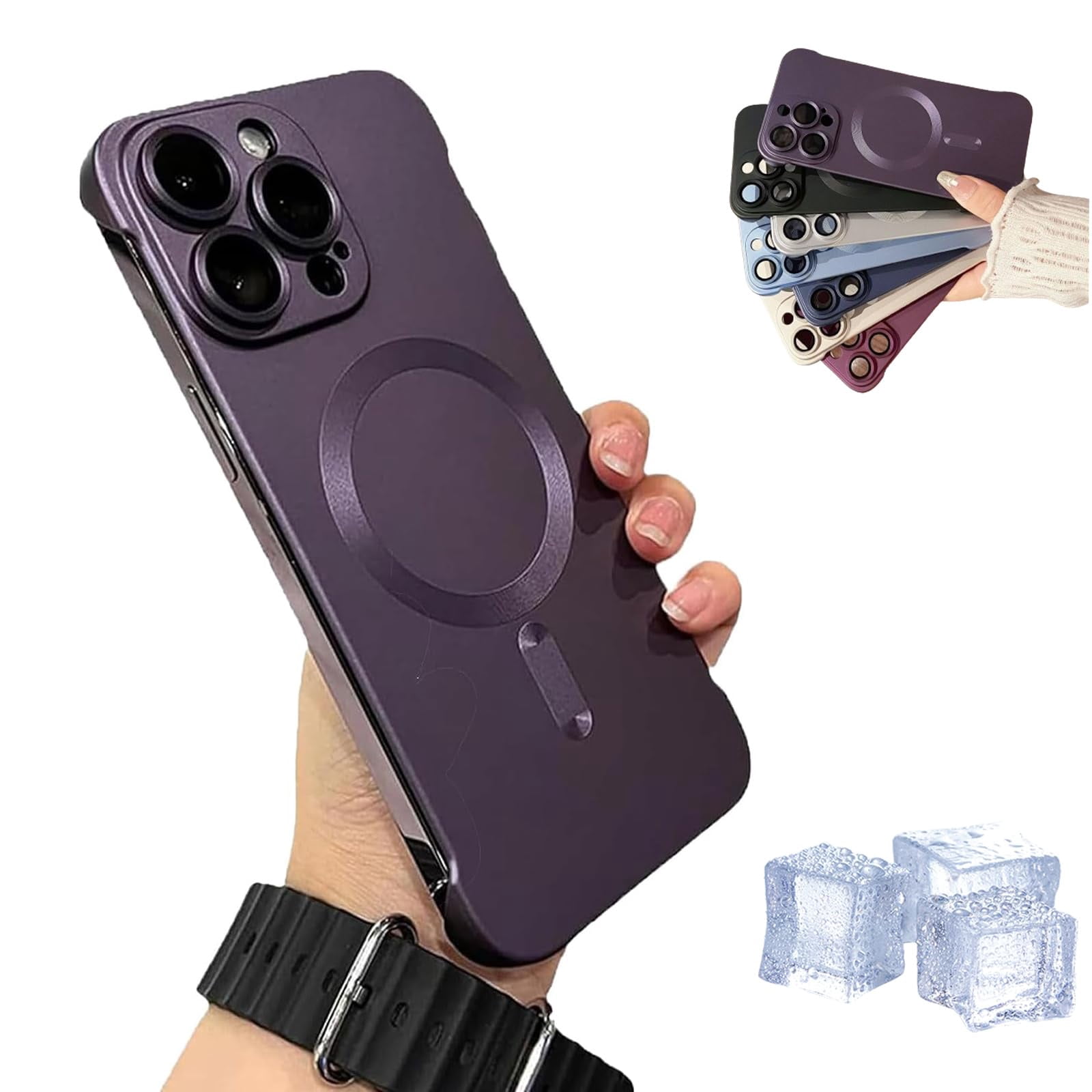 Frameless Magnetic Adsorption Bare Phone Sensation Case, Metallic Paint ...