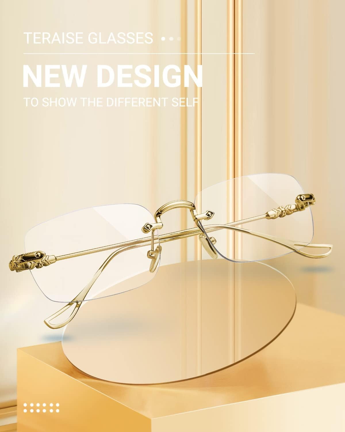 Frameless Metal Reading Glasses for Men/Women Blue Light Blocking ...