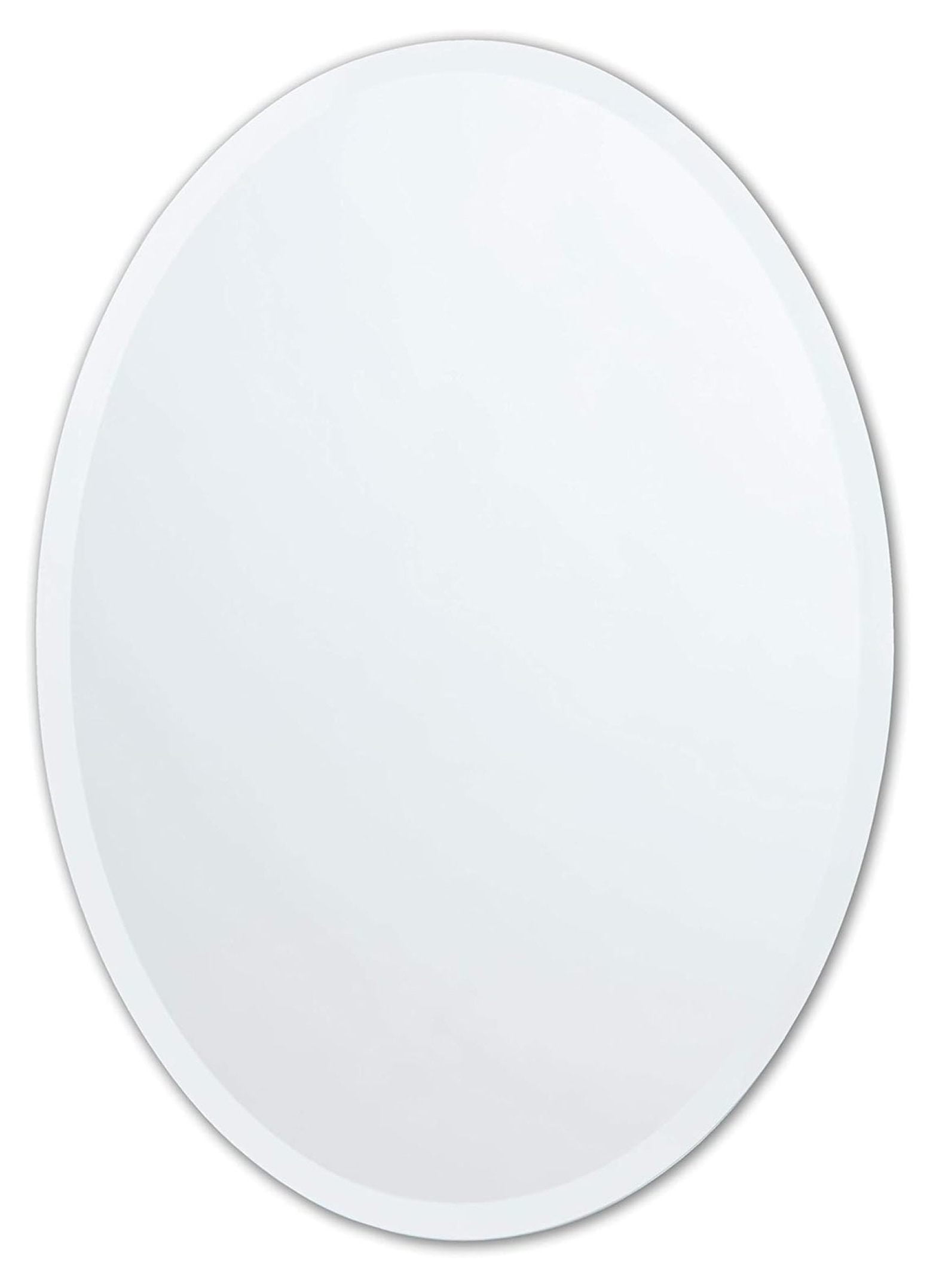 Frameless Oval Mirror 24x36 Inches with Beveled Edge for Bathroom Wall ...