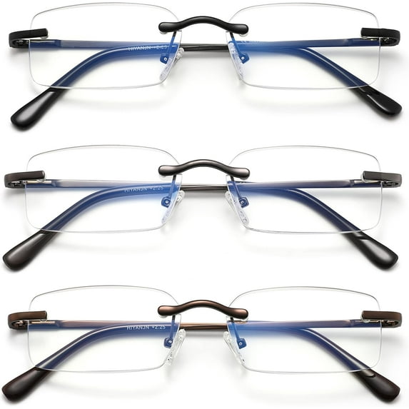 Frameless Reading Glasses Blue Light Blocking Rimless Computer Reader ...
