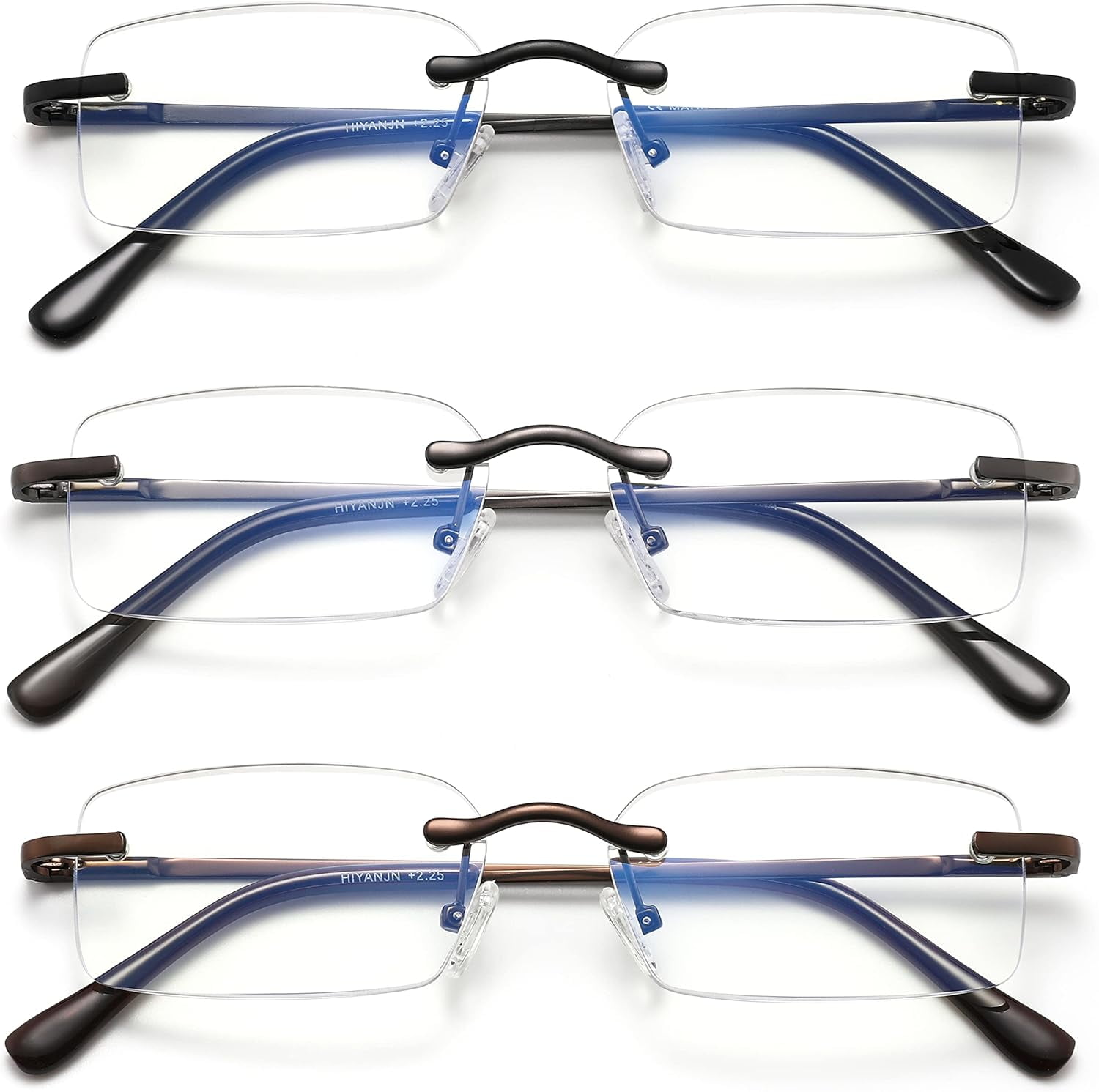 Frameless Reading Glasses Blue Light Blocking Rimless Computer Reader ...
