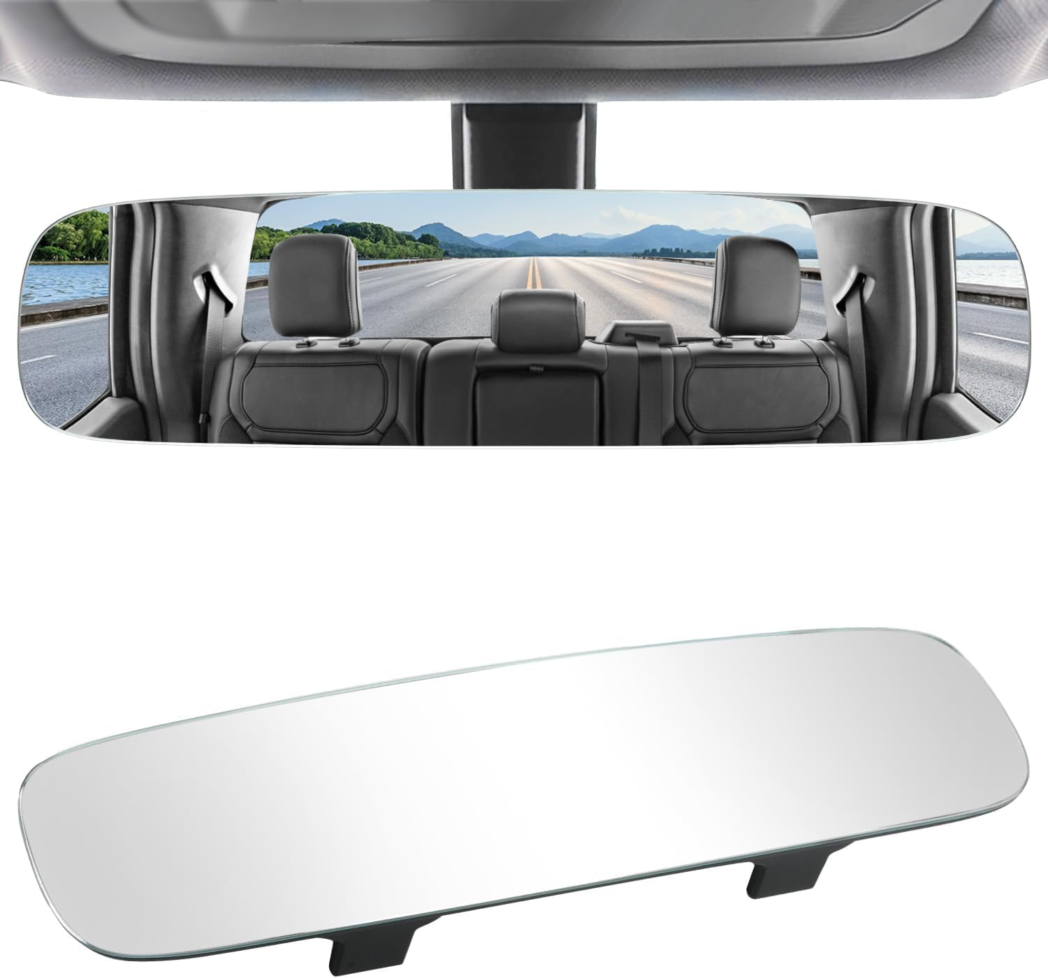 Frameless Rear View Mirror, Universal 11.81'' (300mm), Wide Angle ...
