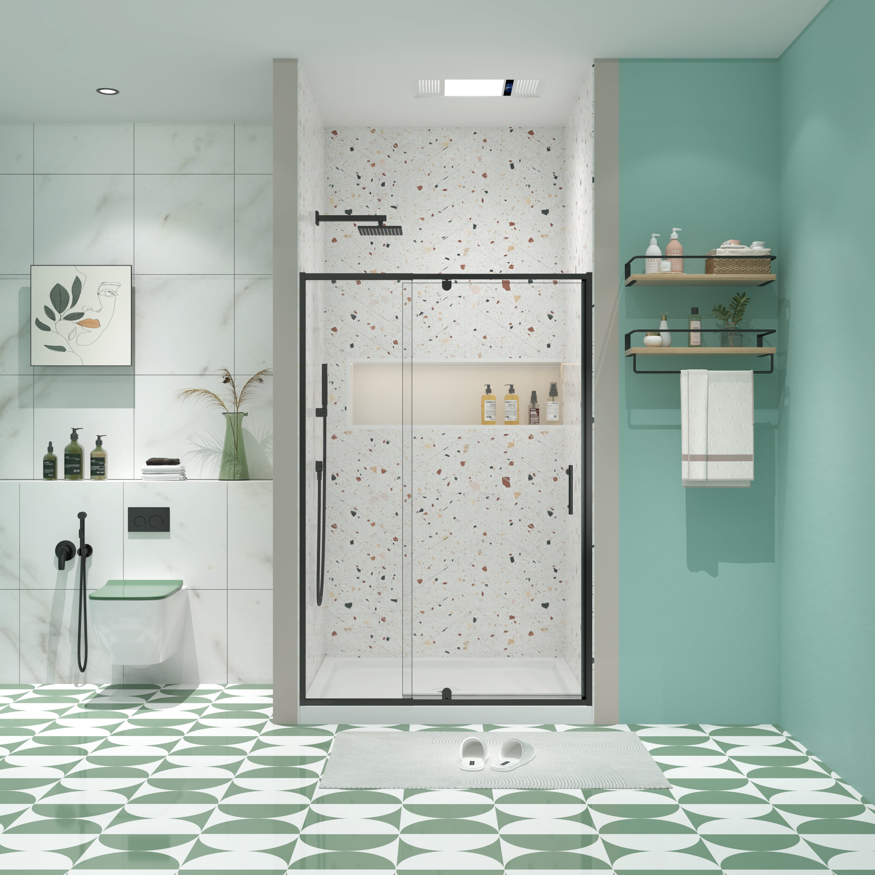 Frameless Shower Door 50-54" W x 71" H Piovt Swing Glass Shower Door,Pivot Frame Sliding Shower ...