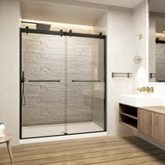 Frameless Shower Door, 56-60" W x 74" H Single Sliding Glass Door, With 5/16" Clear Tempered ...