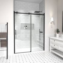 "Kullavik Frameless Sliding Shower Door, 56-60"" W x 75"" H, 5/16"" Clear Tempered Glass ...