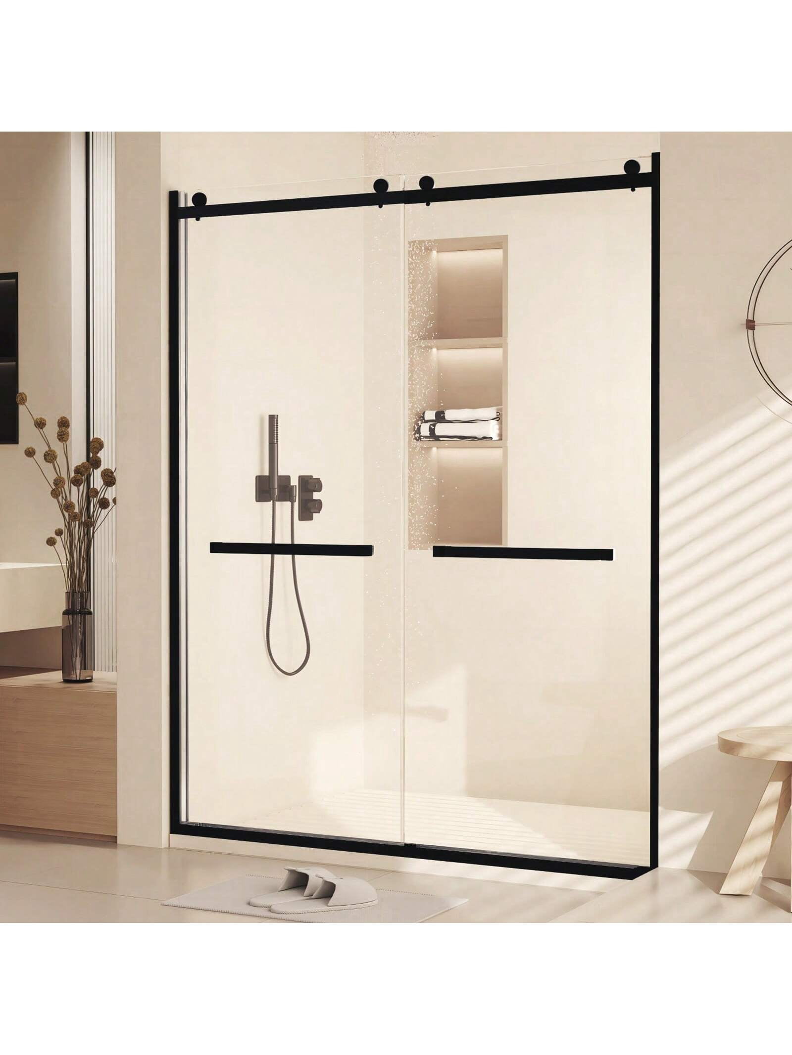Frameless Shower Door. 60in W X 76in H/60in W X 72in H Sliding Shower ...