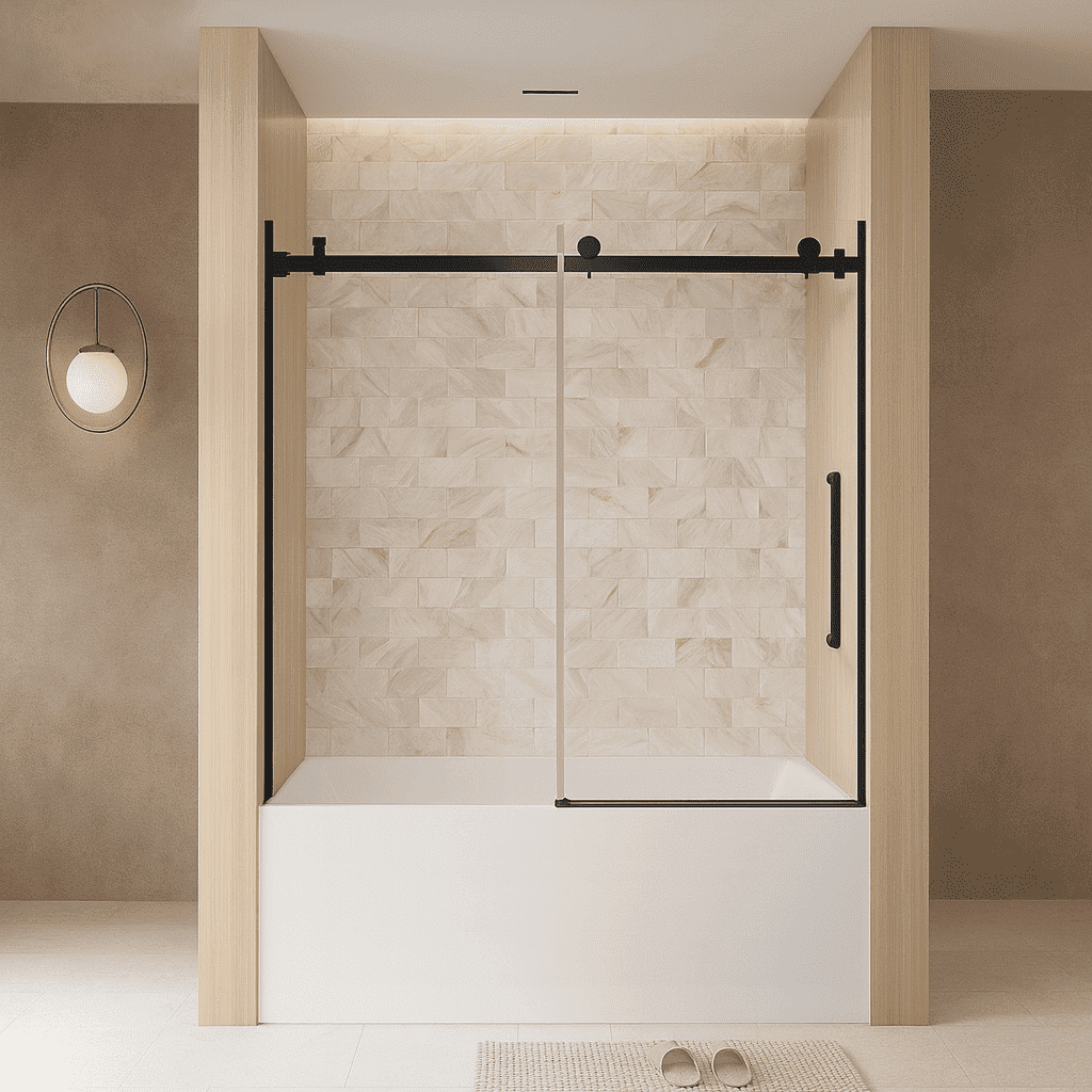 Frameless Single sliding shower door 56-60 "W x 60" H, 1/4 "(6 mm ...