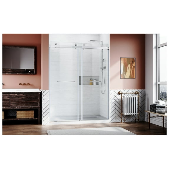 Frameless Sliding Shower Glass Door 56-60 in.W x 76 in. H,3/8"(10mm ...