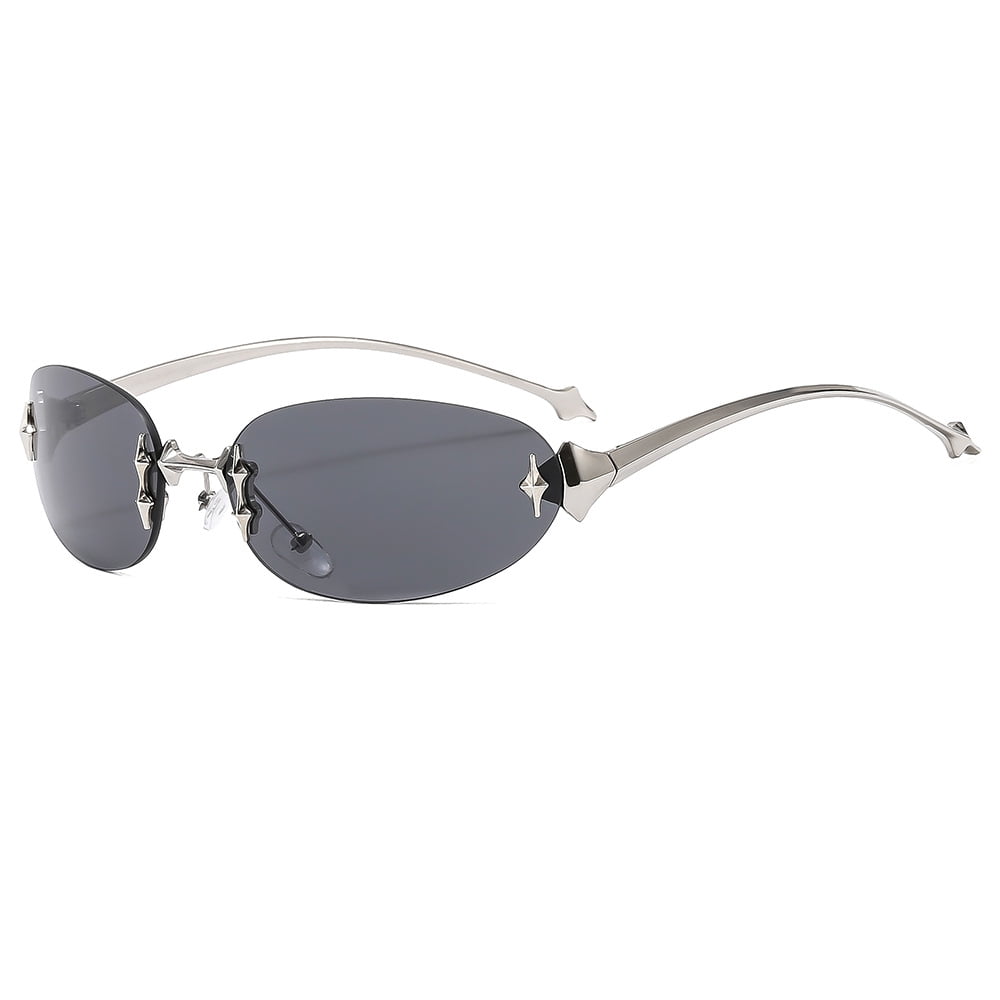 Frameless Star Sunglasses Elliptical Premium Rimless Sunglasses Y2K ...