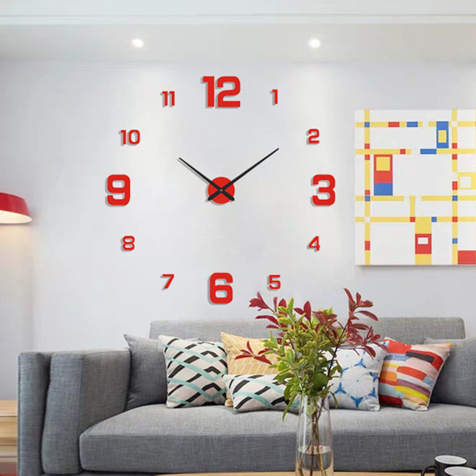 Frameless Wall Clock, Large Modern 3D Mirror Wall Clock Mute Diy Wall ...