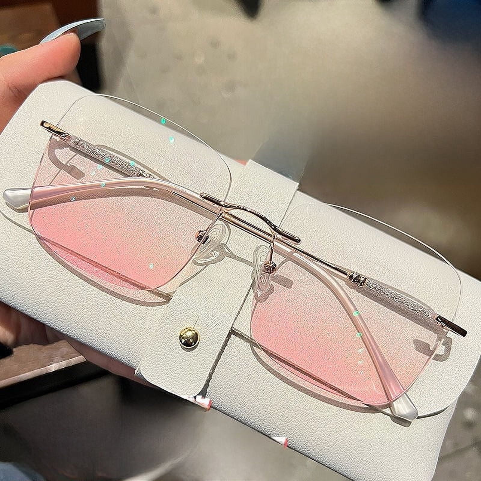 Frameless anti blue light presbyopia glasses with golden flash ...