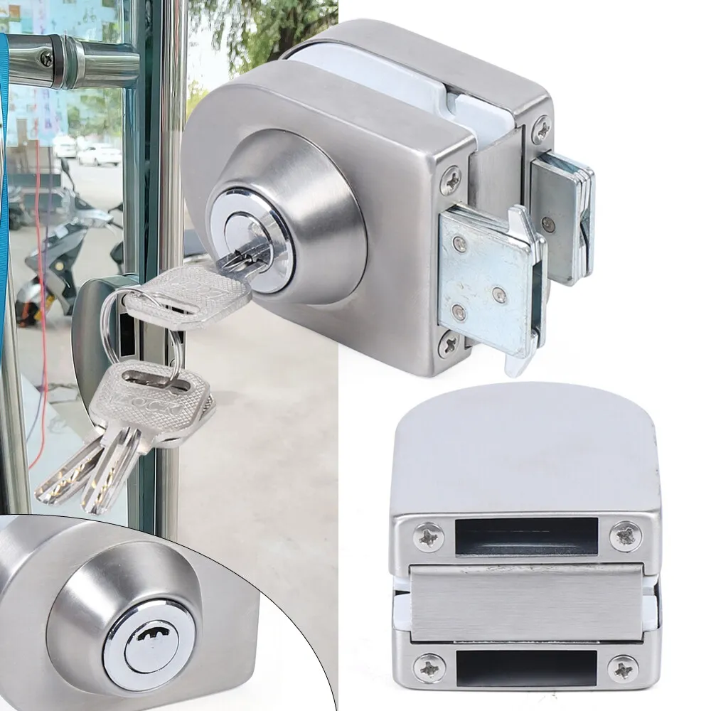 Frameless10-12mm Glass Door Stainless Steel Lock Latch Bolt w/ 3Keys ...