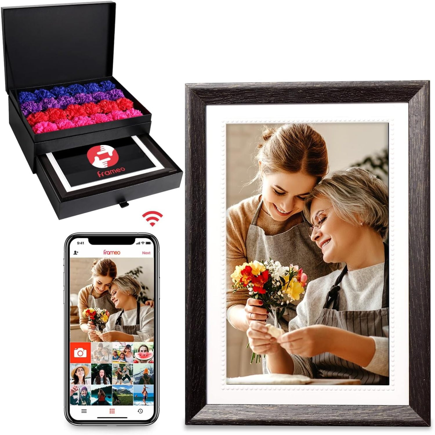 Frameo 10.1 Inch WiFi Digital Picture Frame, Jazeyeah Smart Electronic ...