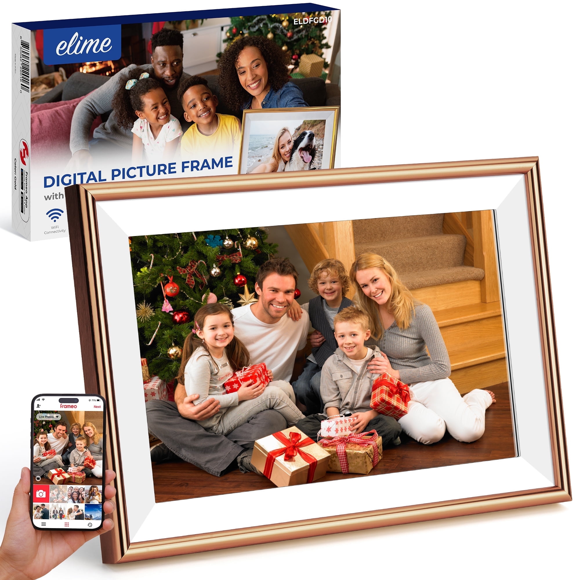 ELIME Digital Picture Frame 10.1 inch WiFi Auto-Rotate HD IPS Touch ...