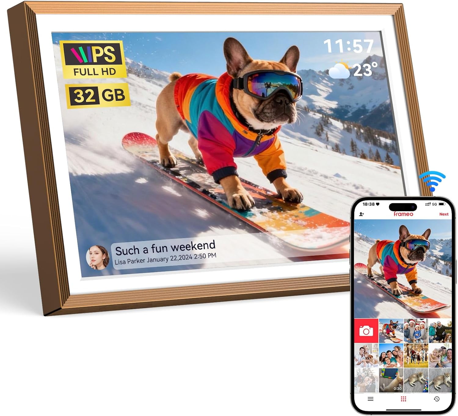 Frameo Digital Picture Frame 10.1" IPS Anti-Glare Touch Screen Load ...