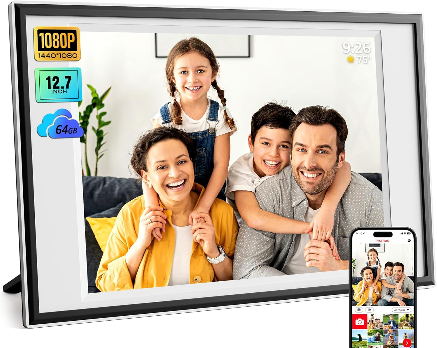 Frameo Digital Picture Frame 12.7'' 64GB Photo Frame, 1440 * 1080P IPS ...