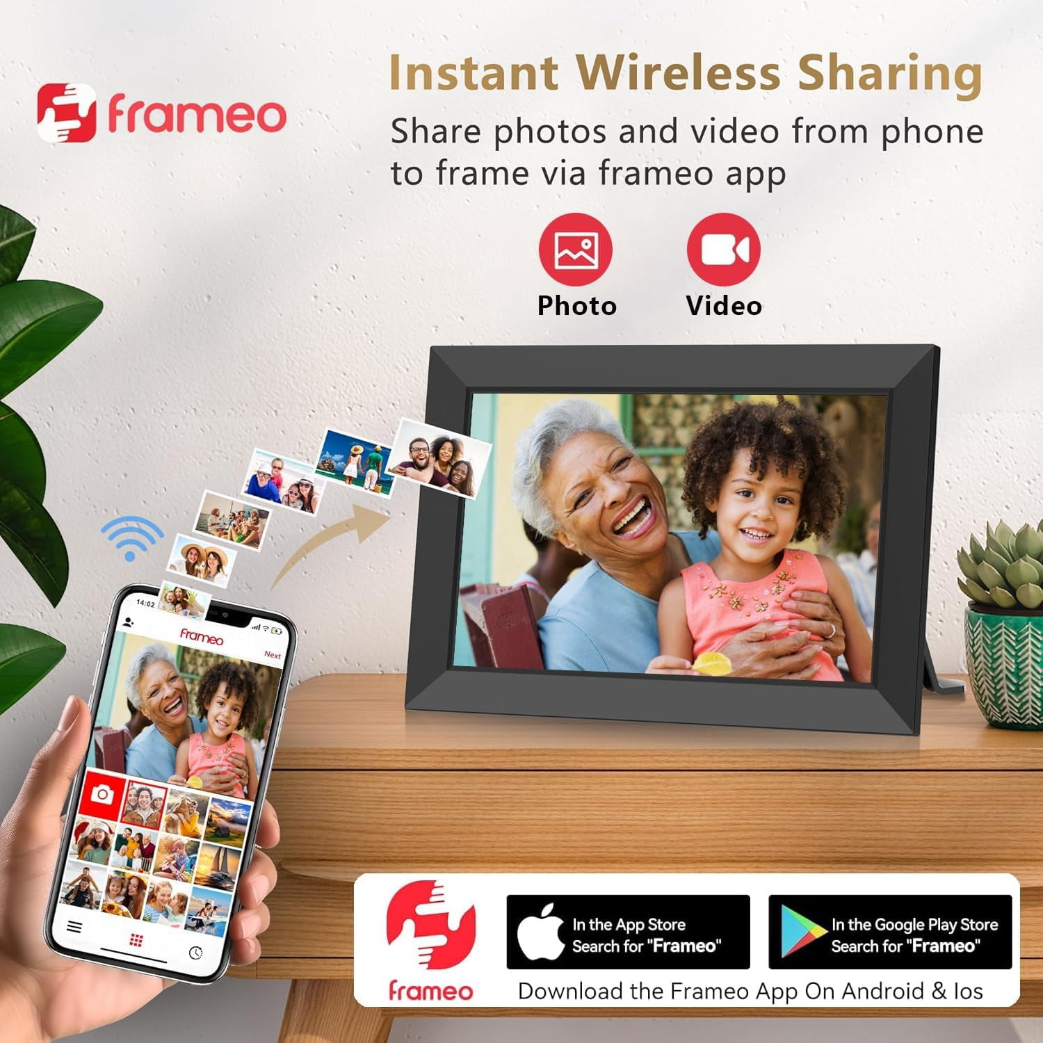 Frameo Smart Digital Photo Frame with 32GB Memory, WiFi IPS Touch ...