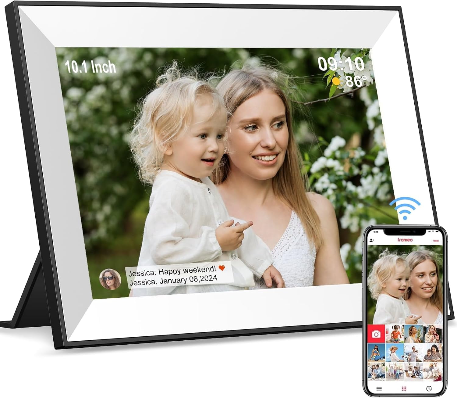 Frameo WiFi Digital Picture Frame 10.1 Inch, IPS HD Touch Screen Smart ...