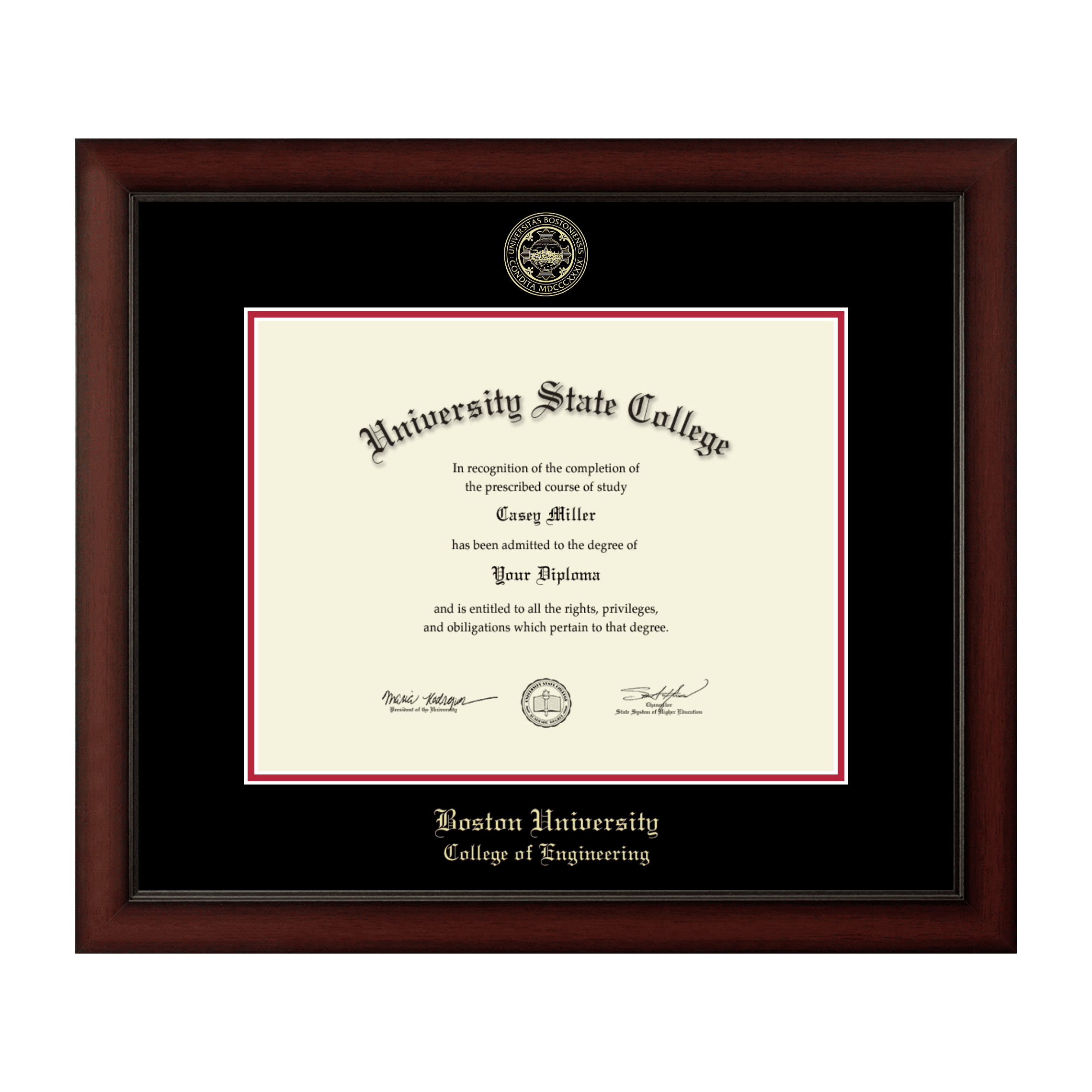 Framerly - BU Engineering Diploma Frame with Black and Red Mat ...