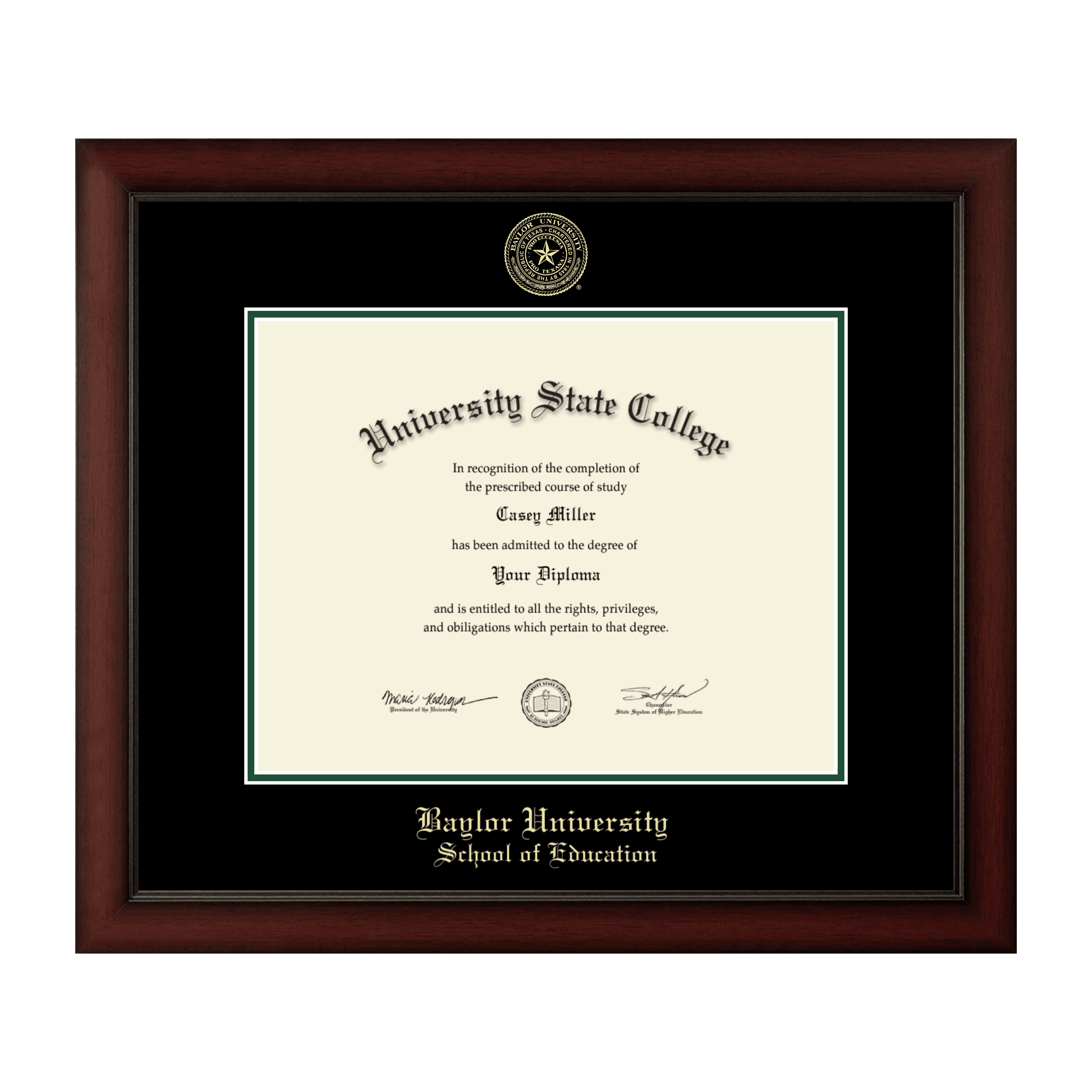 Framerly - Baylor Education Diploma Frame with Black and Tartan Green ...