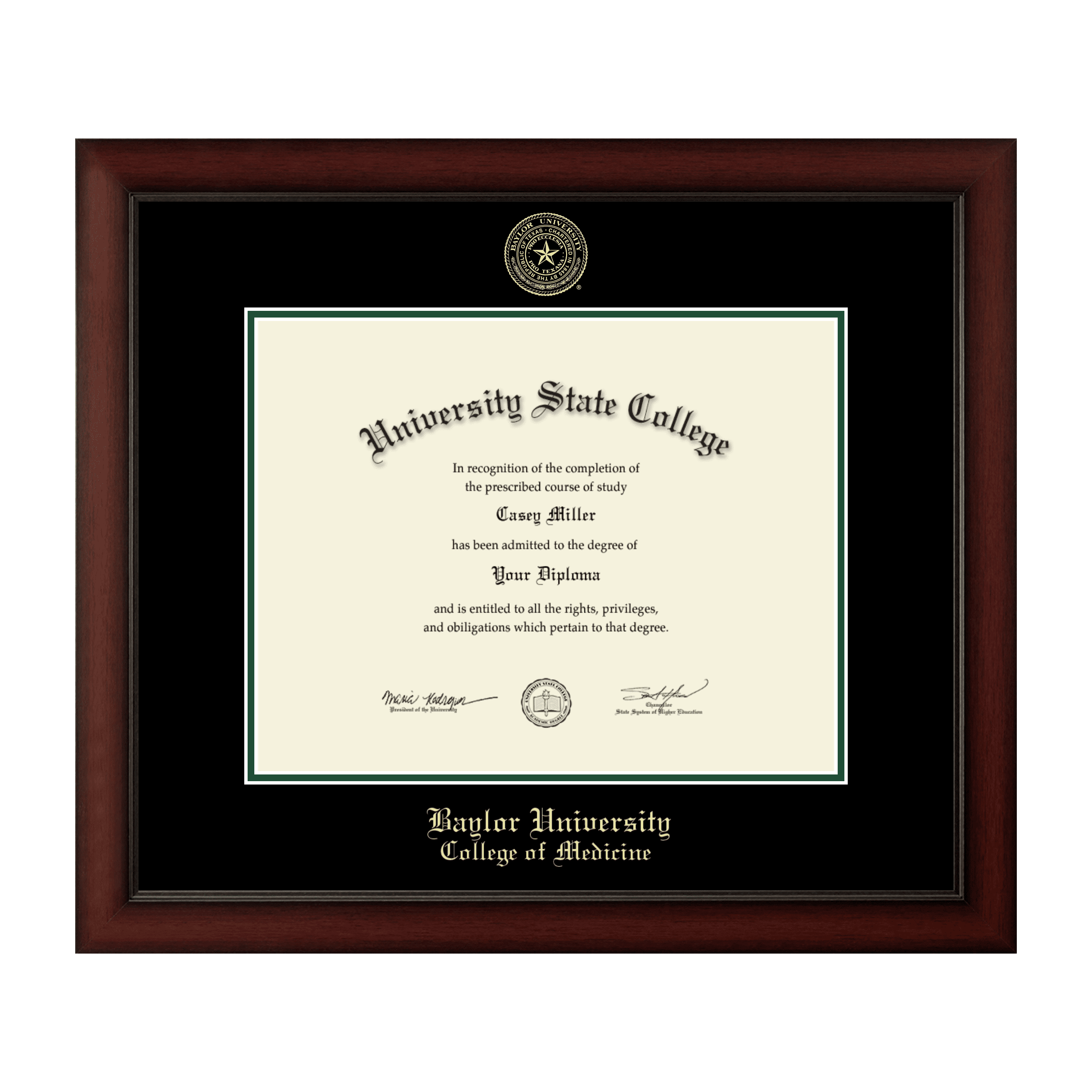 Framerly - Baylor Medicine Diploma Frame with Black and Tartan Green ...