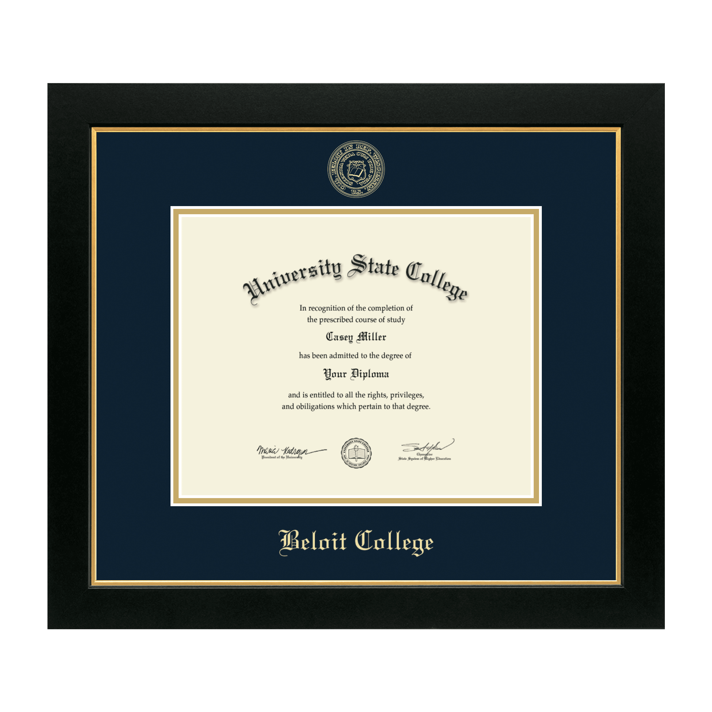 Framerly - Beloit Diploma Frame with Navy and Gold Mat - Walmart.com