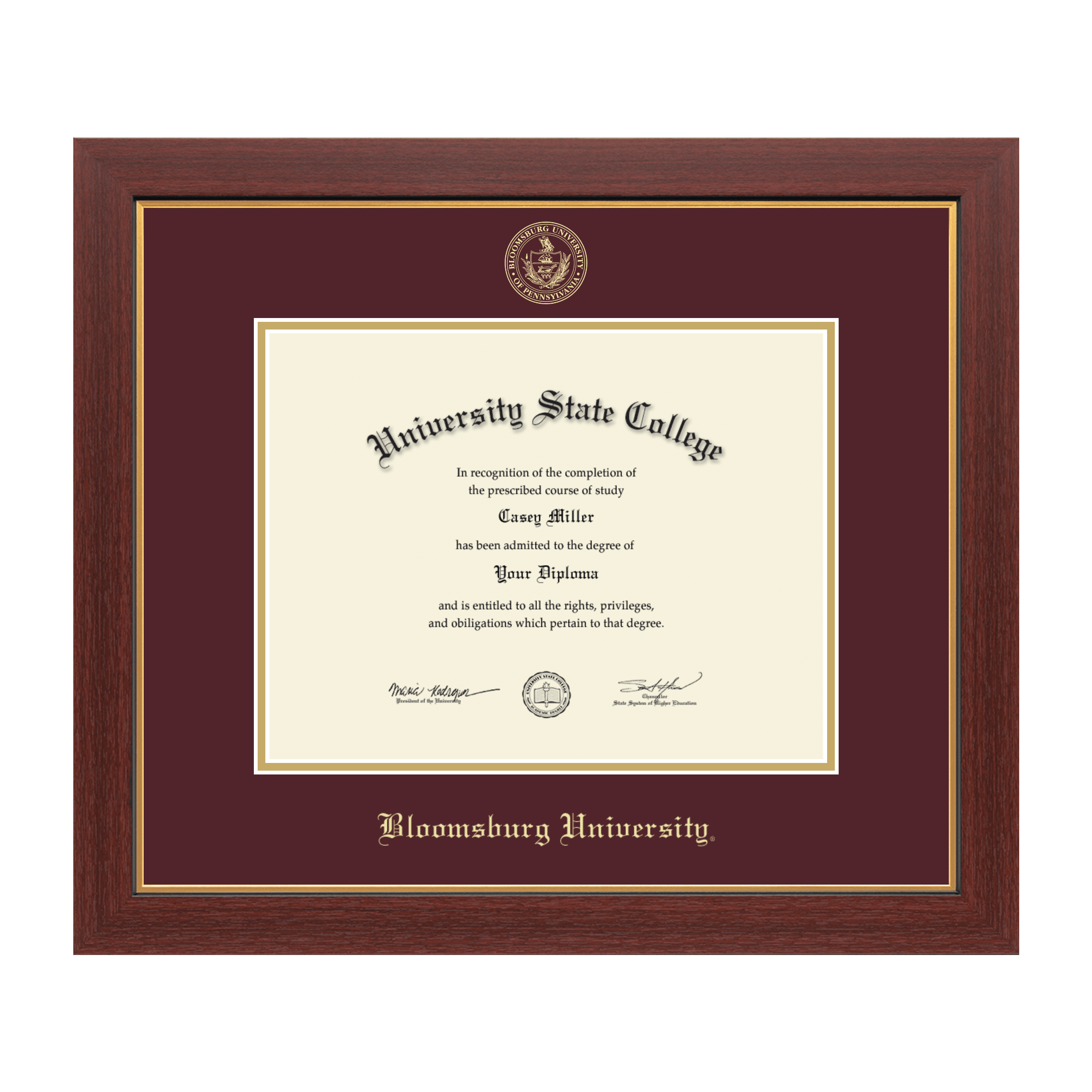 Framerly - Bloomsburg Diploma Frame with Maroon and Gold Mat - Walmart.com