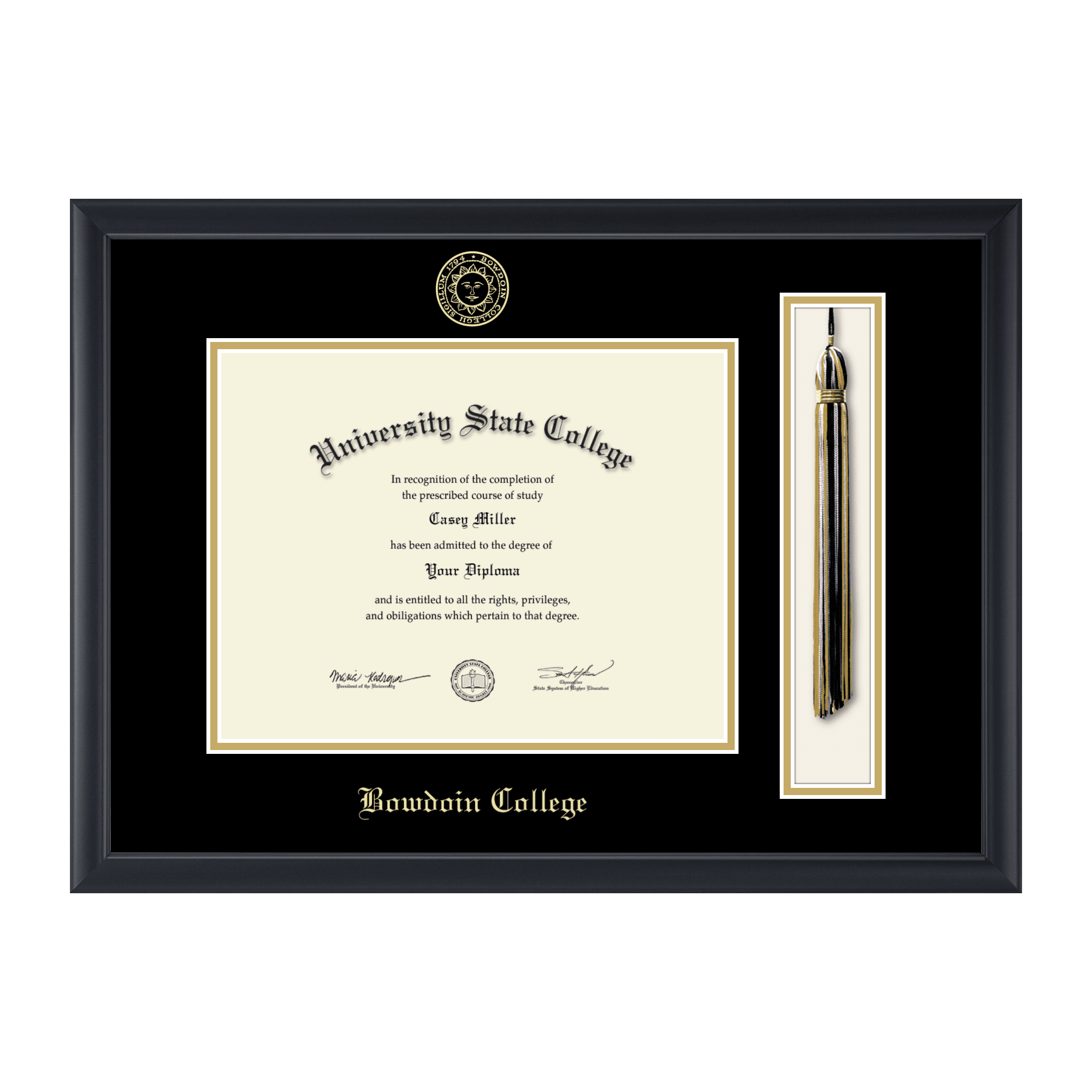 Framerly - Bowdoin College 11w x 8.5h Tassel Diploma Frame - Fits a ...