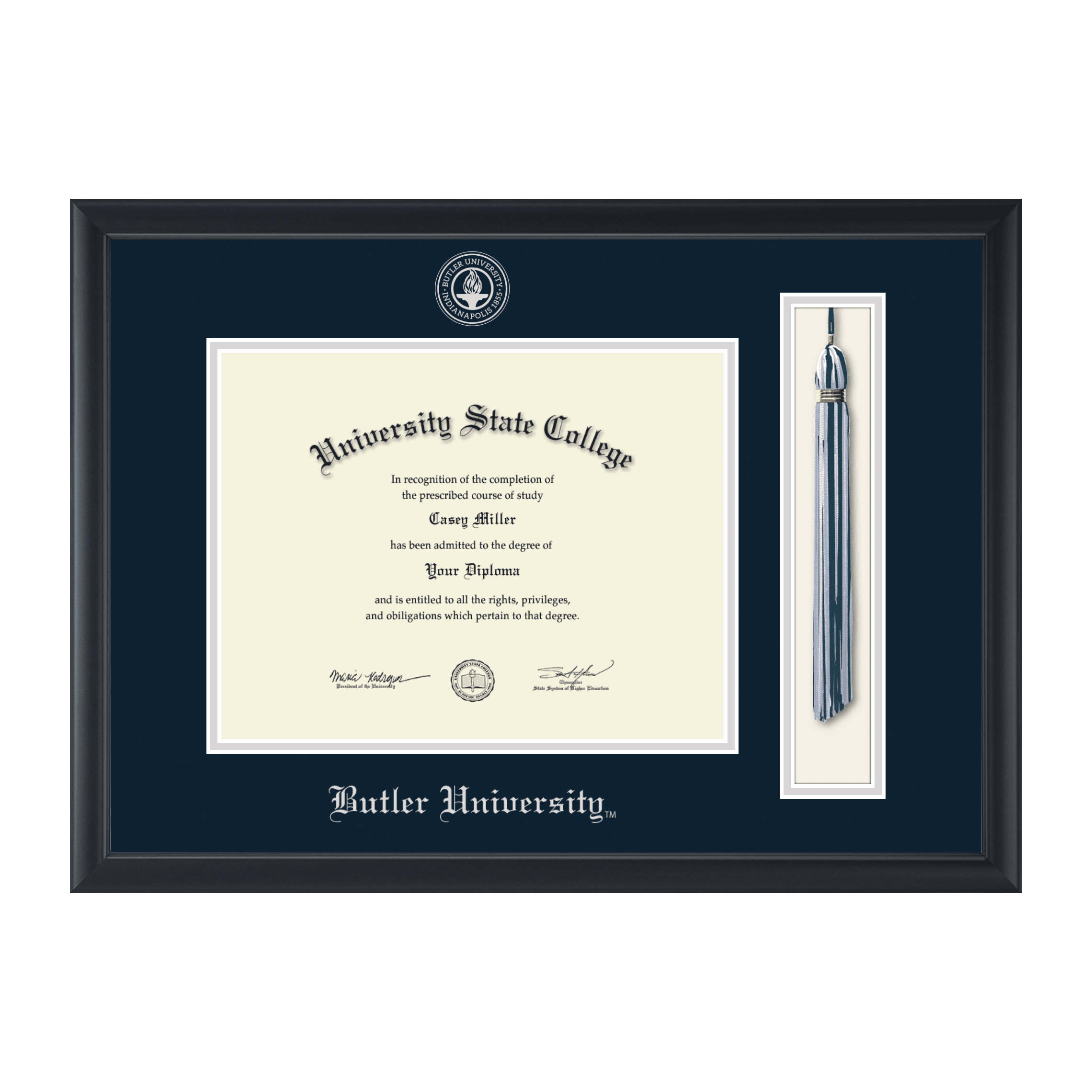 Framerly - Butler Tassel Diploma Frame with Navy and Silver Mat ...