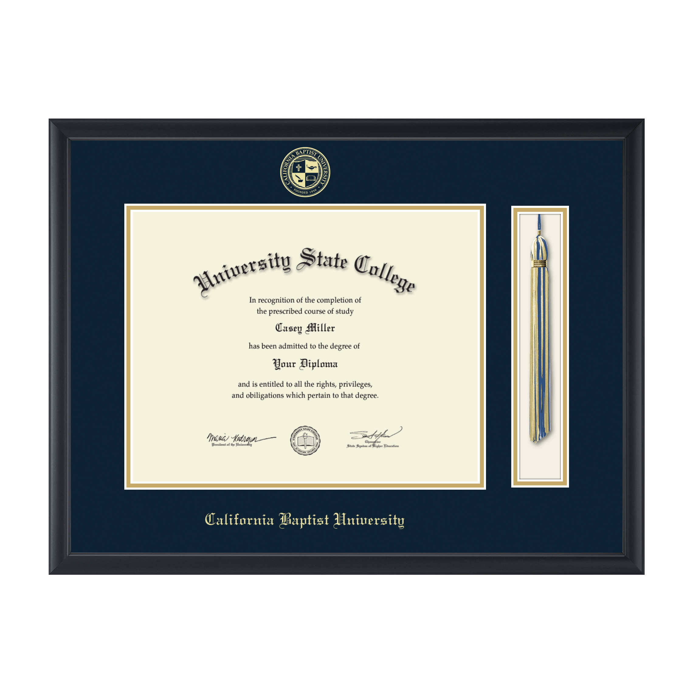 Framerly - CBU Tassel Diploma Frame with Navy and Gold Mat - Walmart.com
