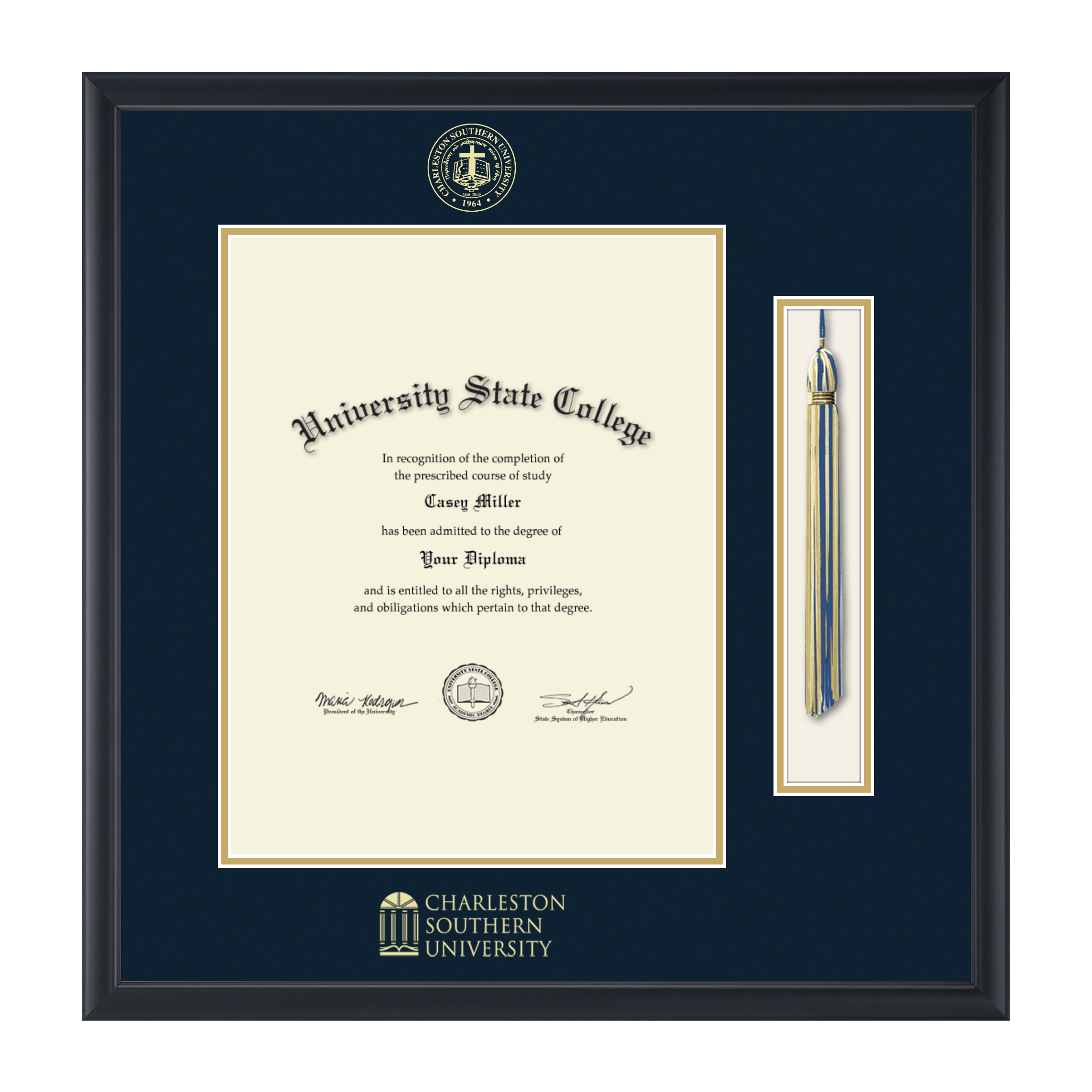 Framerly - Charleston Southern Tassel Diploma Frame with Navy and Gold ...