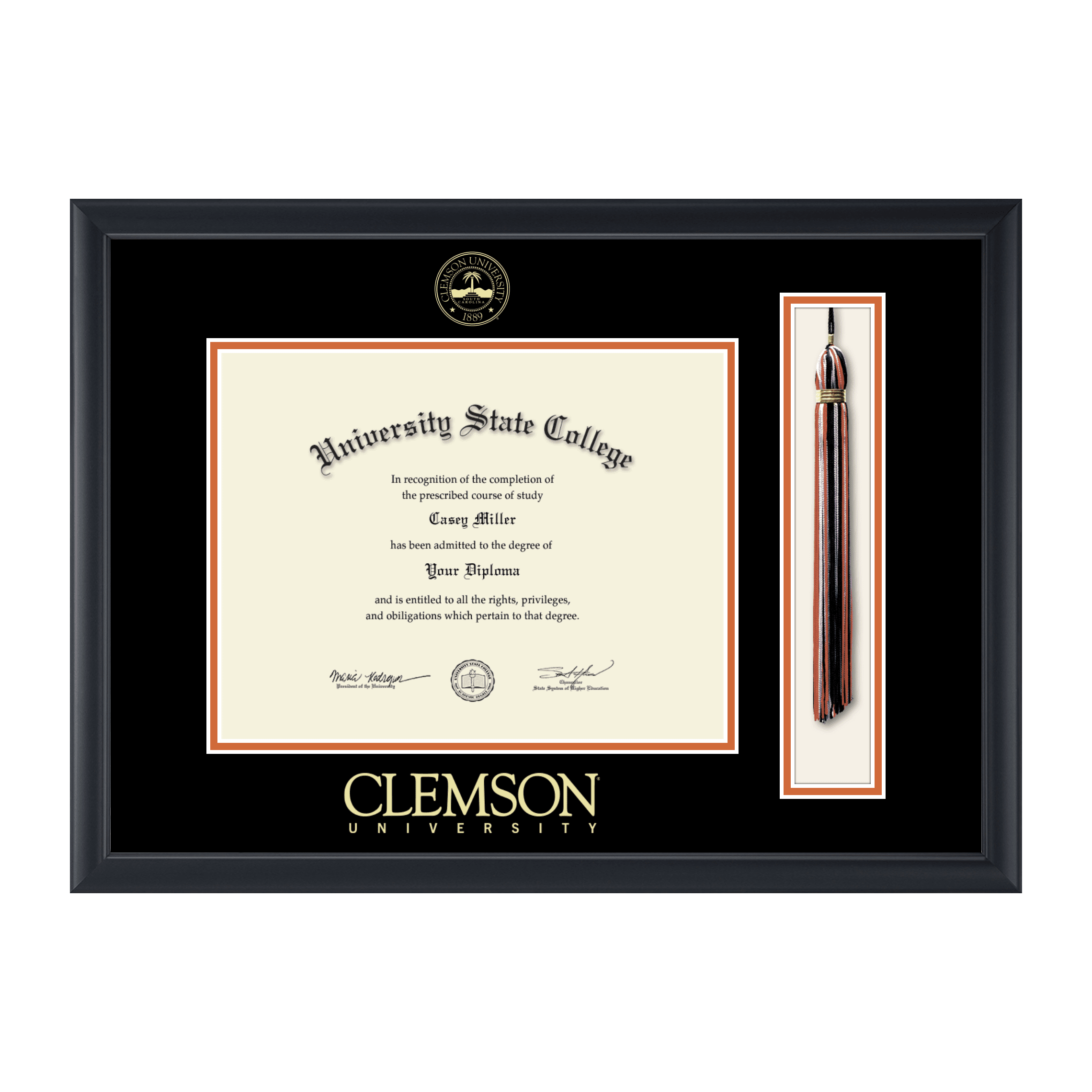 Framerly - Clemson Tassel Diploma Frame with Black and Orange Mat ...