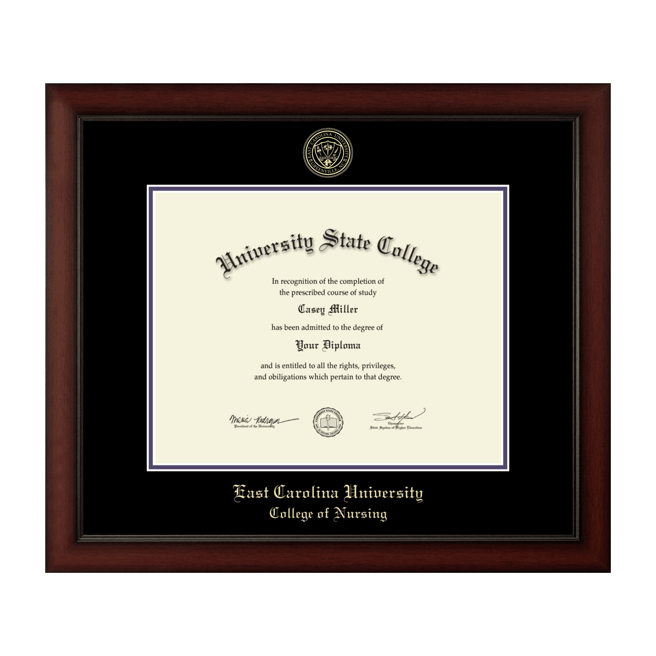 Framerly - ECU Nursing Diploma Frame with Black and Purple Mat ...