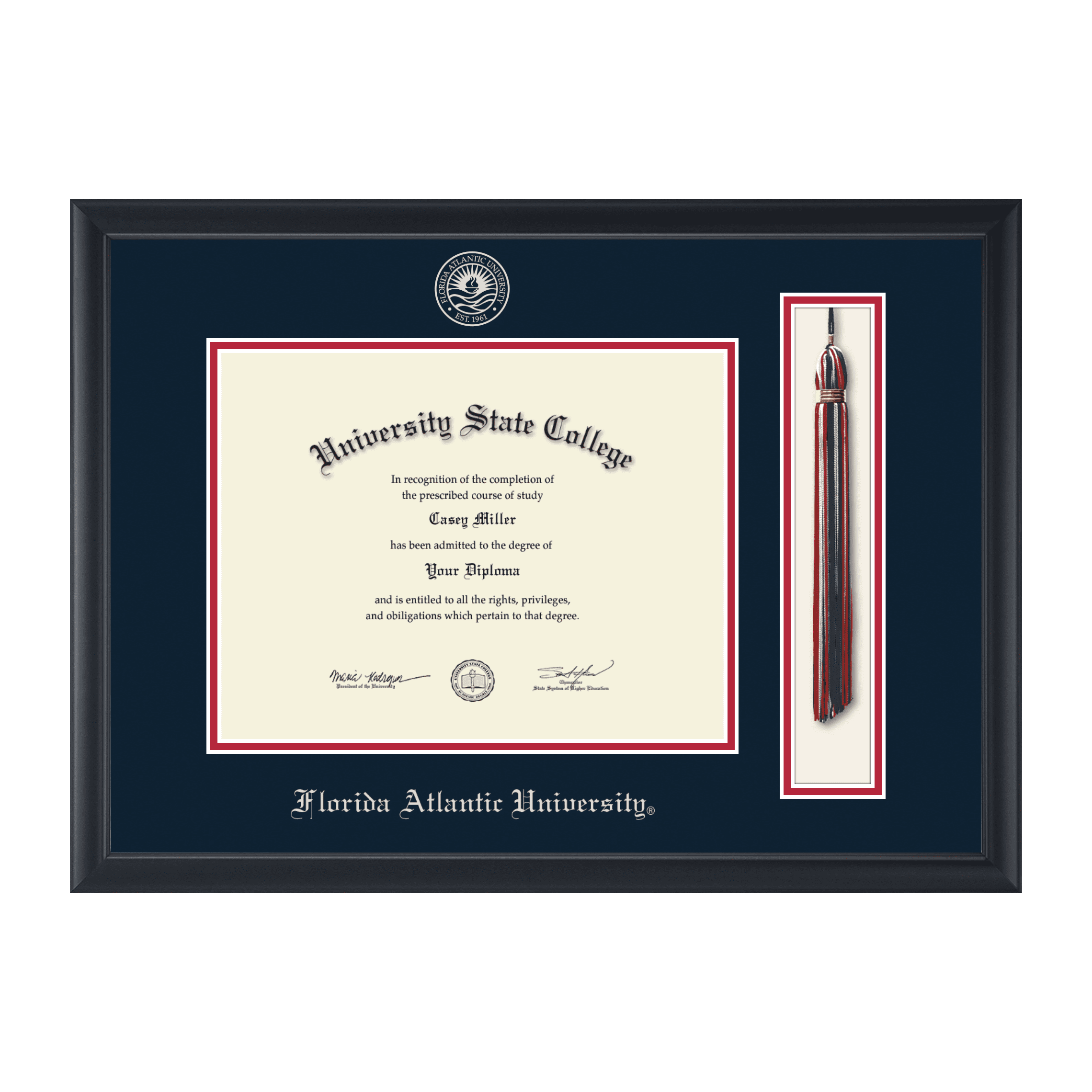 Framerly - FAU Tassel Diploma Frame with Navy and Red Mat - Walmart.com