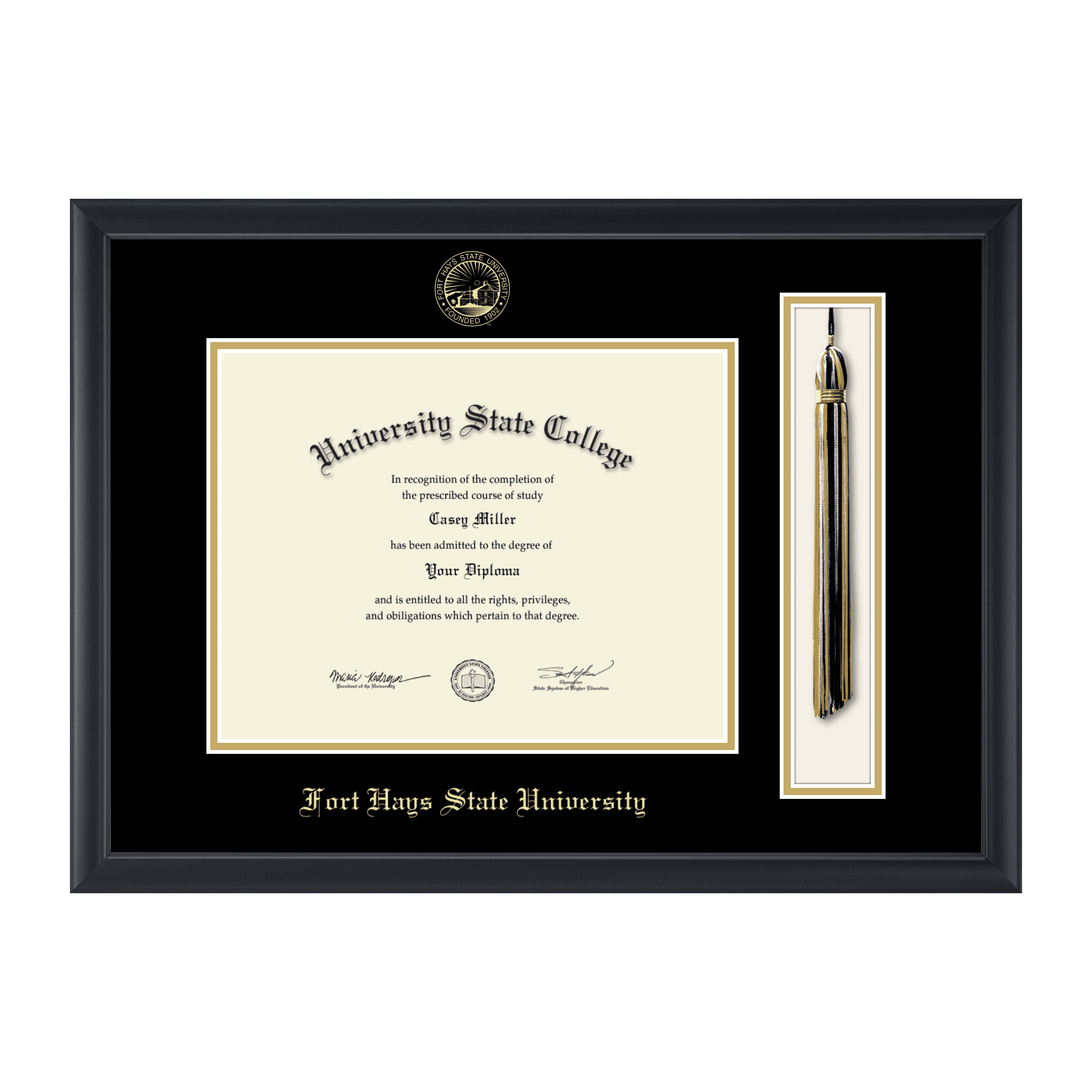 Framerly - FHSU Tassel Diploma Frame with Black and Gold Mat - Walmart.com