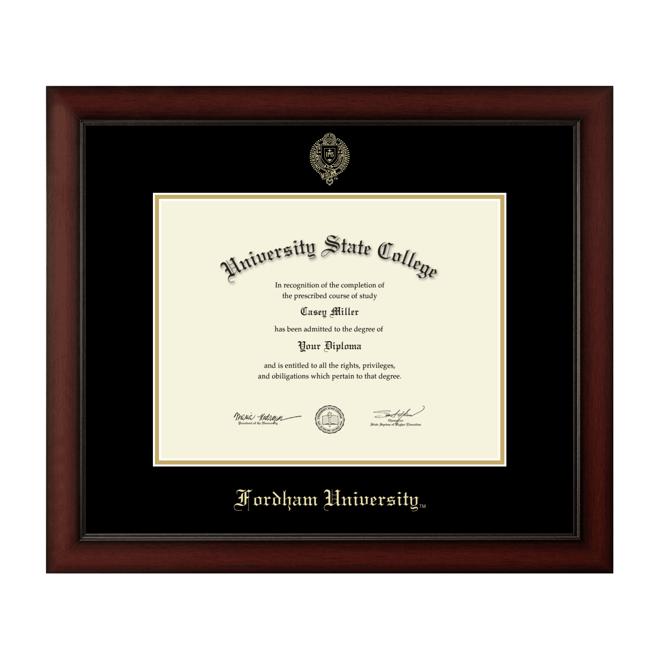 Framerly - Fordham Diploma Frame with Black and Gold Mat - Walmart.com