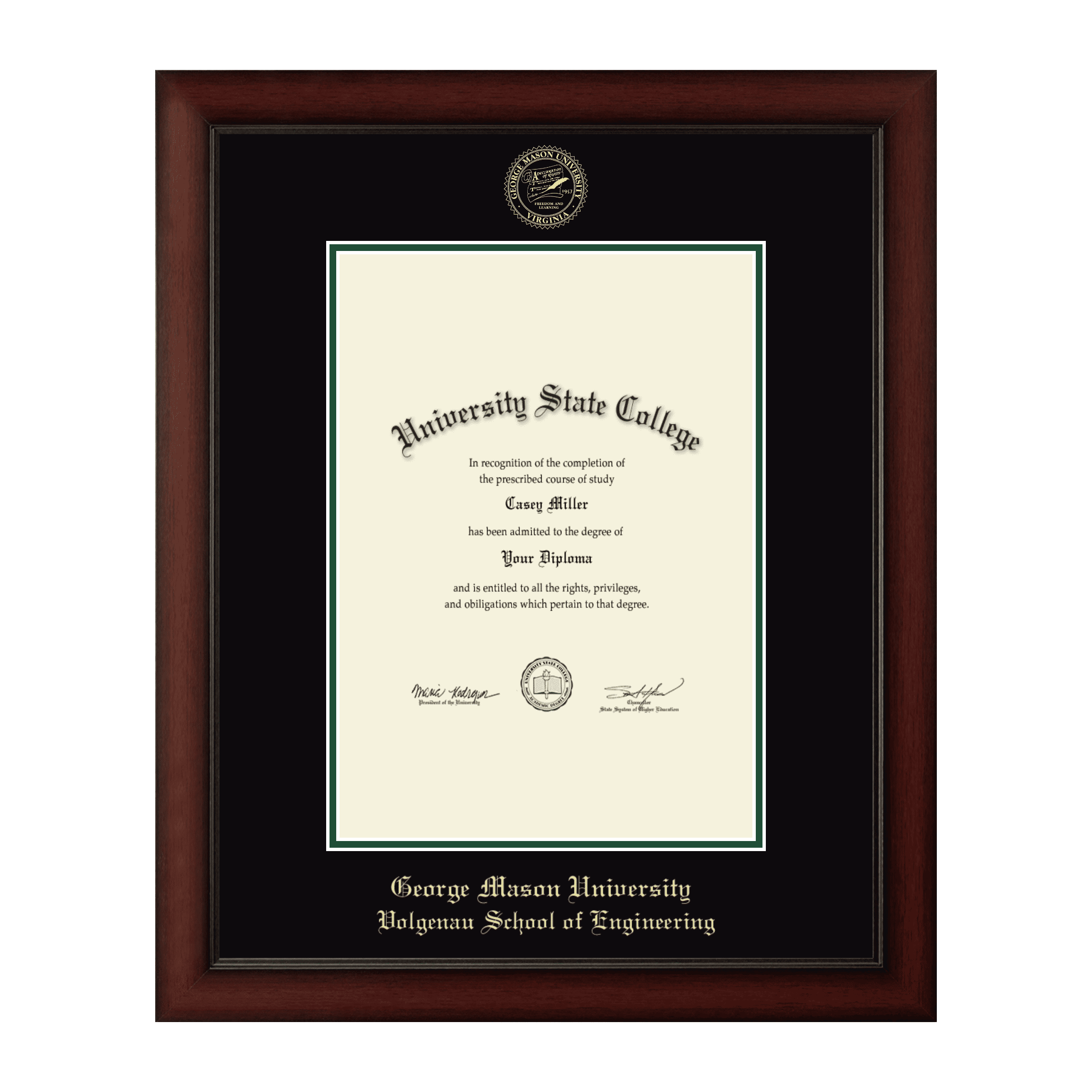 Framerly - GMU Engineering Diploma Frame with Black and Tartan Green ...