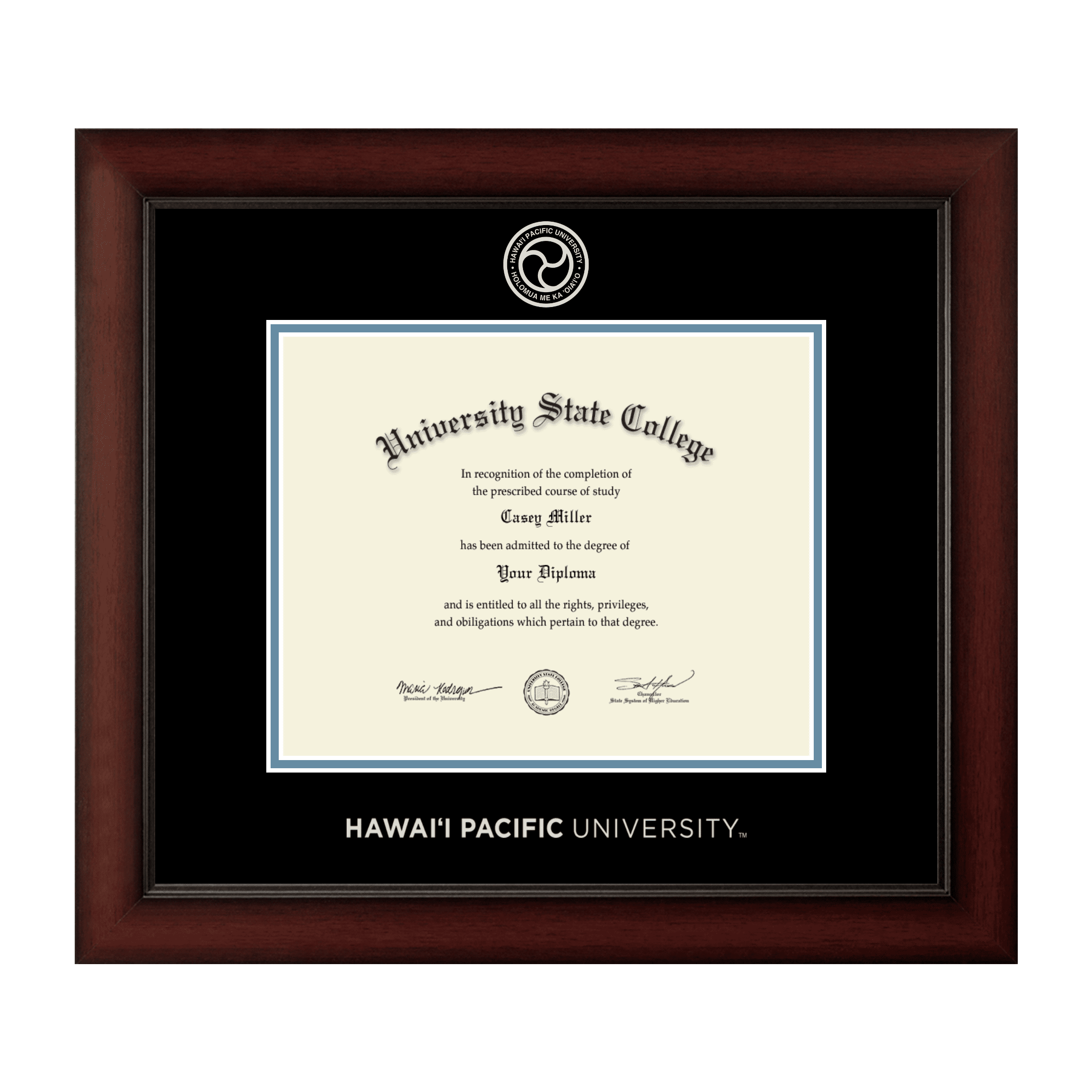 Framerly - HPU Diploma Frame with Black and Medium Blue Mat - Walmart.com