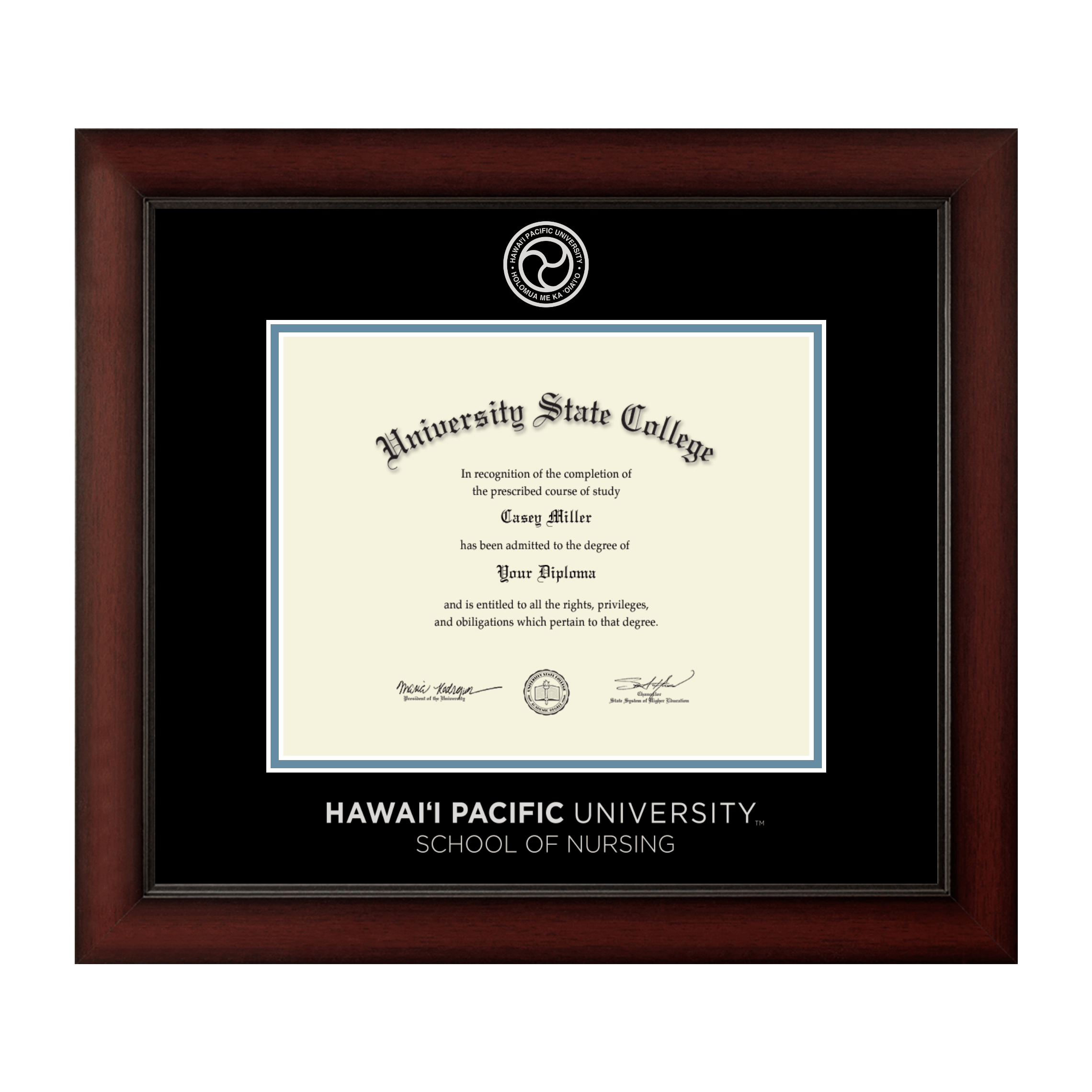 Framerly - HPU Nursing Diploma Frame with Black and Medium Blue Mat ...