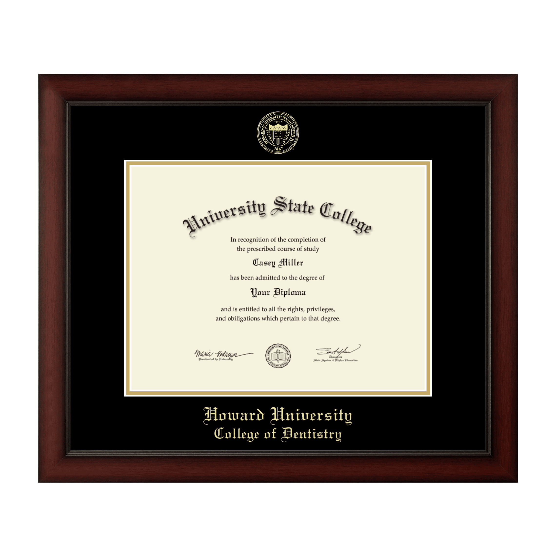 Framerly - Howard Dentistry Diploma Frame with Black and Gold Mat ...