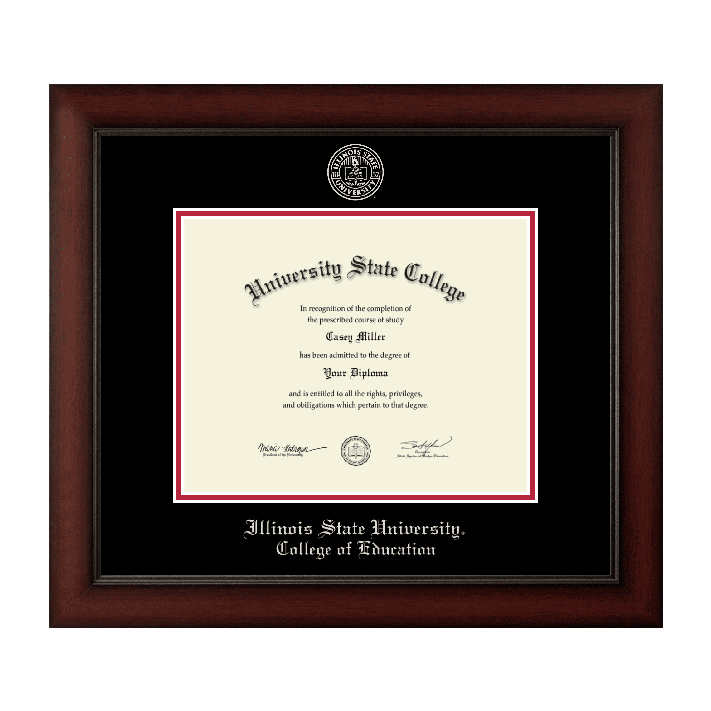 Framerly - Illinois State Education Diploma Frame with Black and Red ...