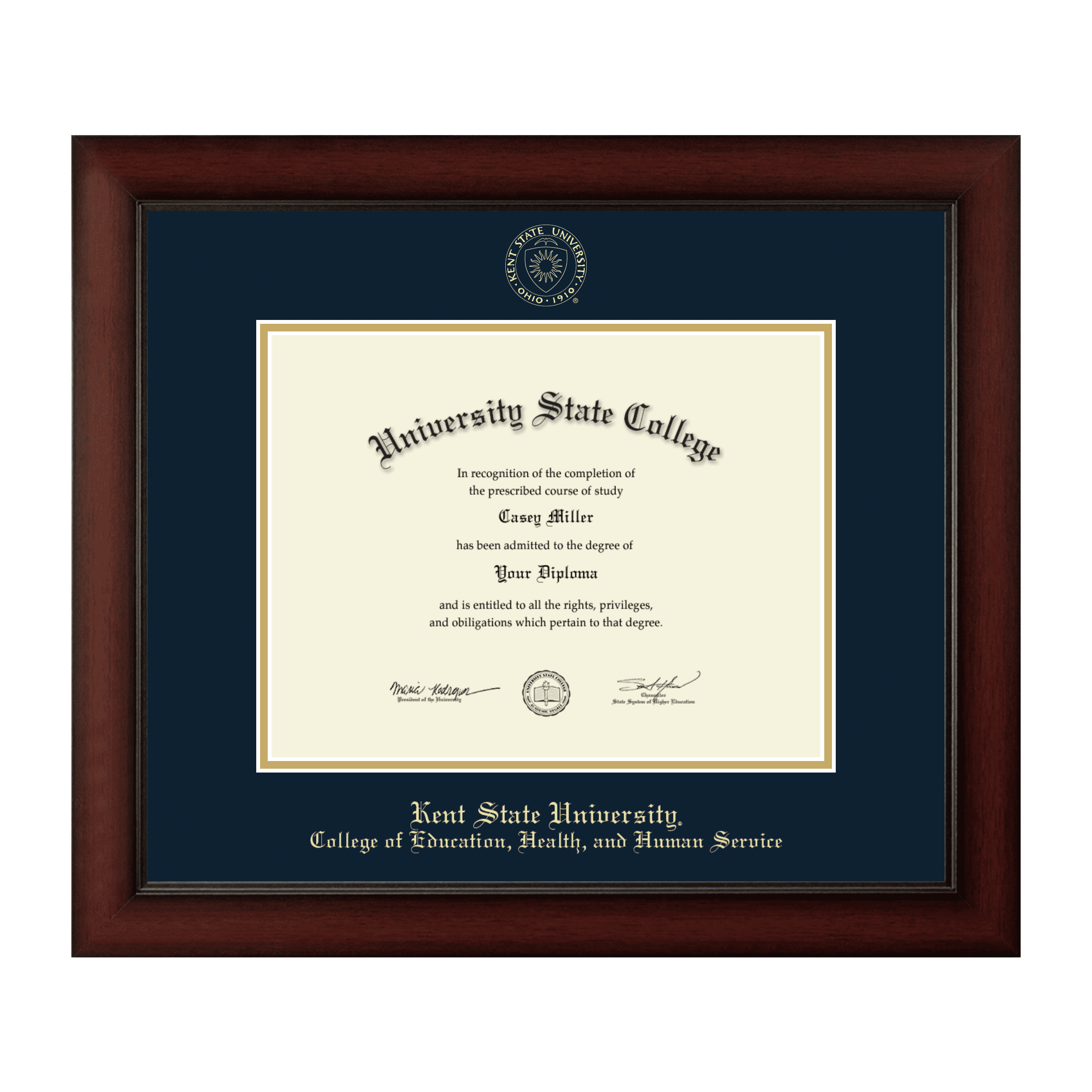 Framerly - Kent State Education Diploma Frame with Navy and Gold Mat ...