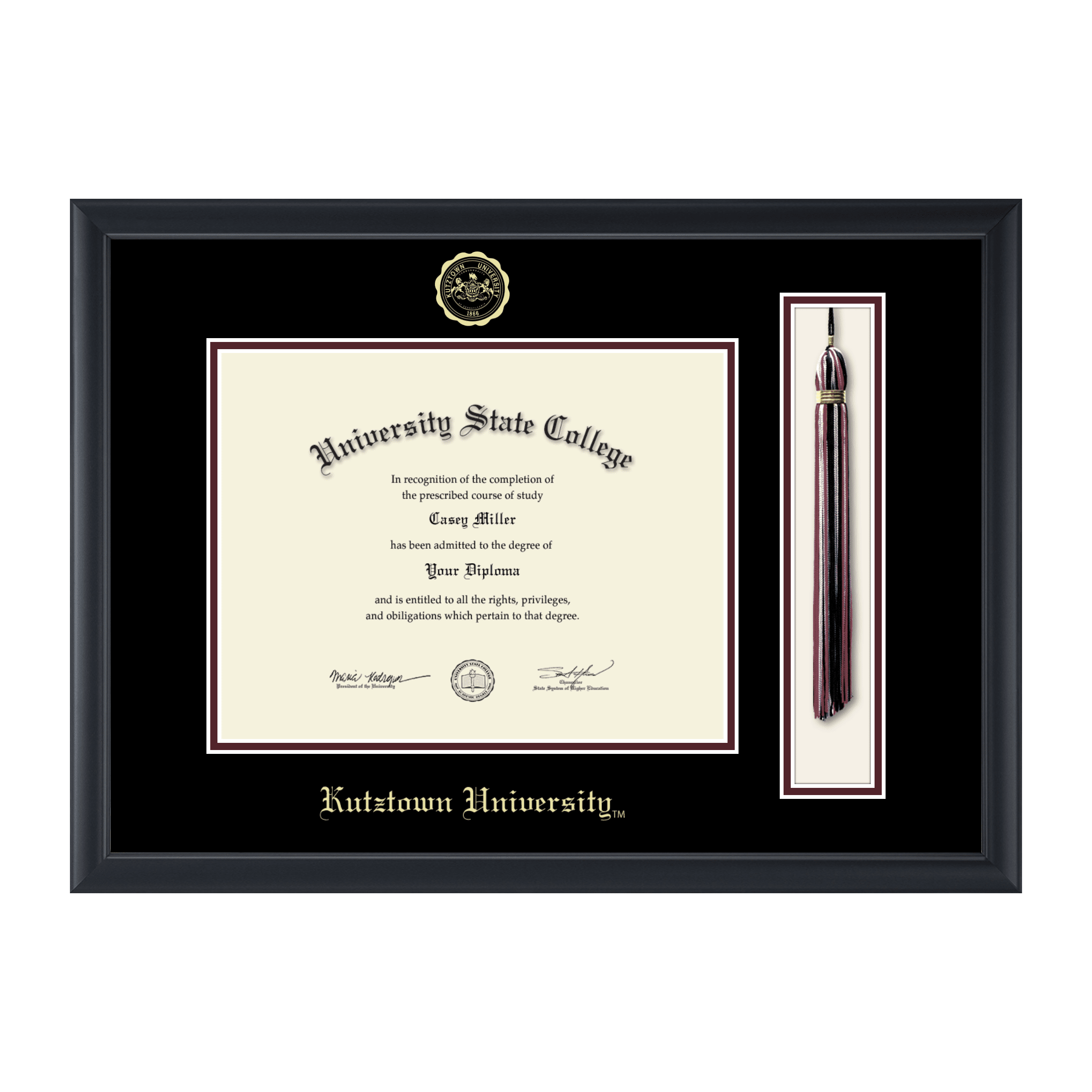 Framerly - Kutztown Tassel Diploma Frame with Black and Maroon Mat ...