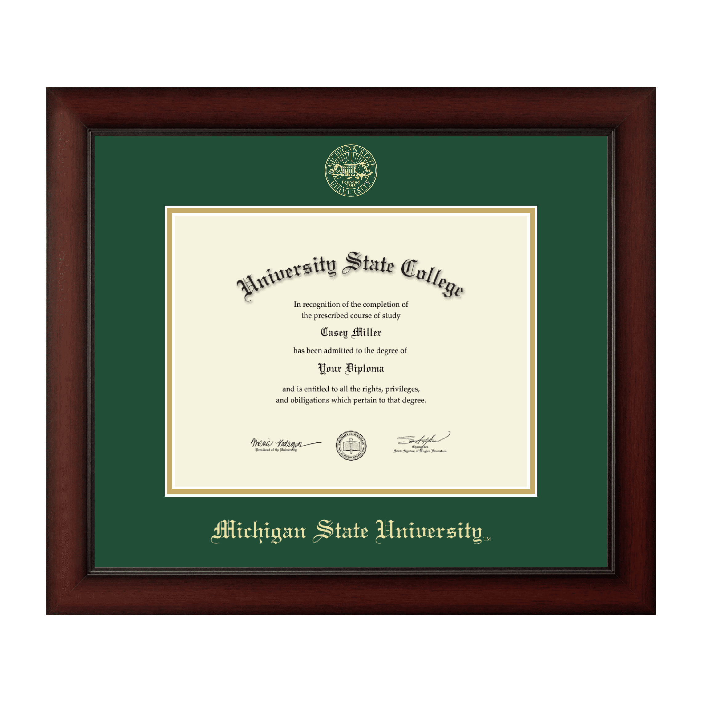 Framerly - MSU Diploma Frame with Tartan Green and Gold Mat - Walmart ...